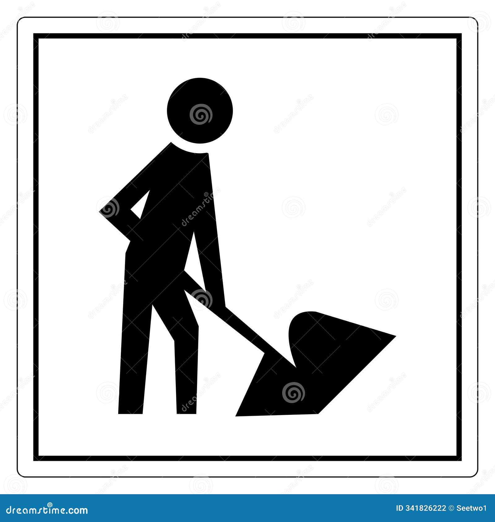 Construction Worker Digging Symbol Graphic Stock Vector - Illustration ...
