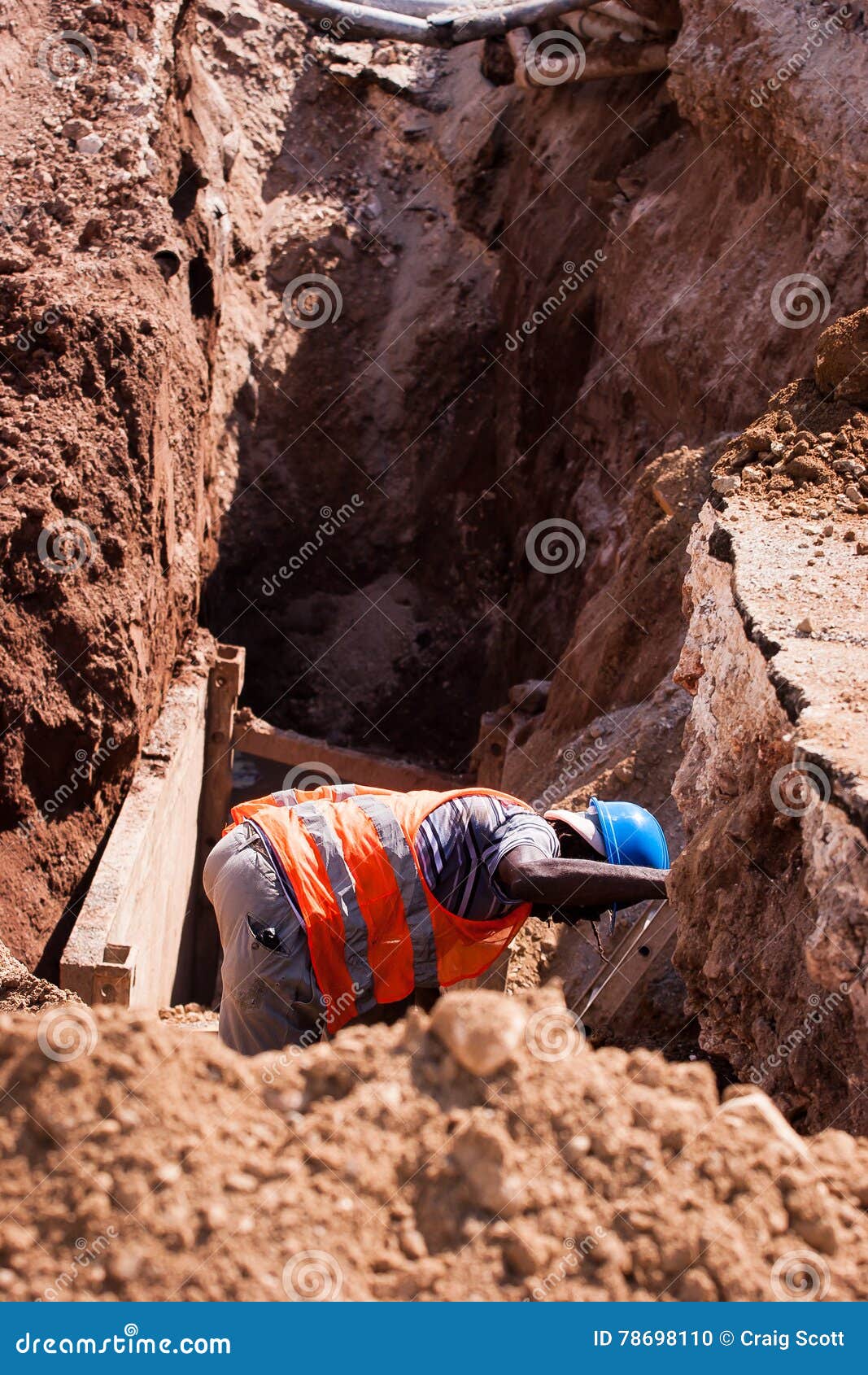 Construction Worker Digging Trench Editorial Image - Image of persons ...