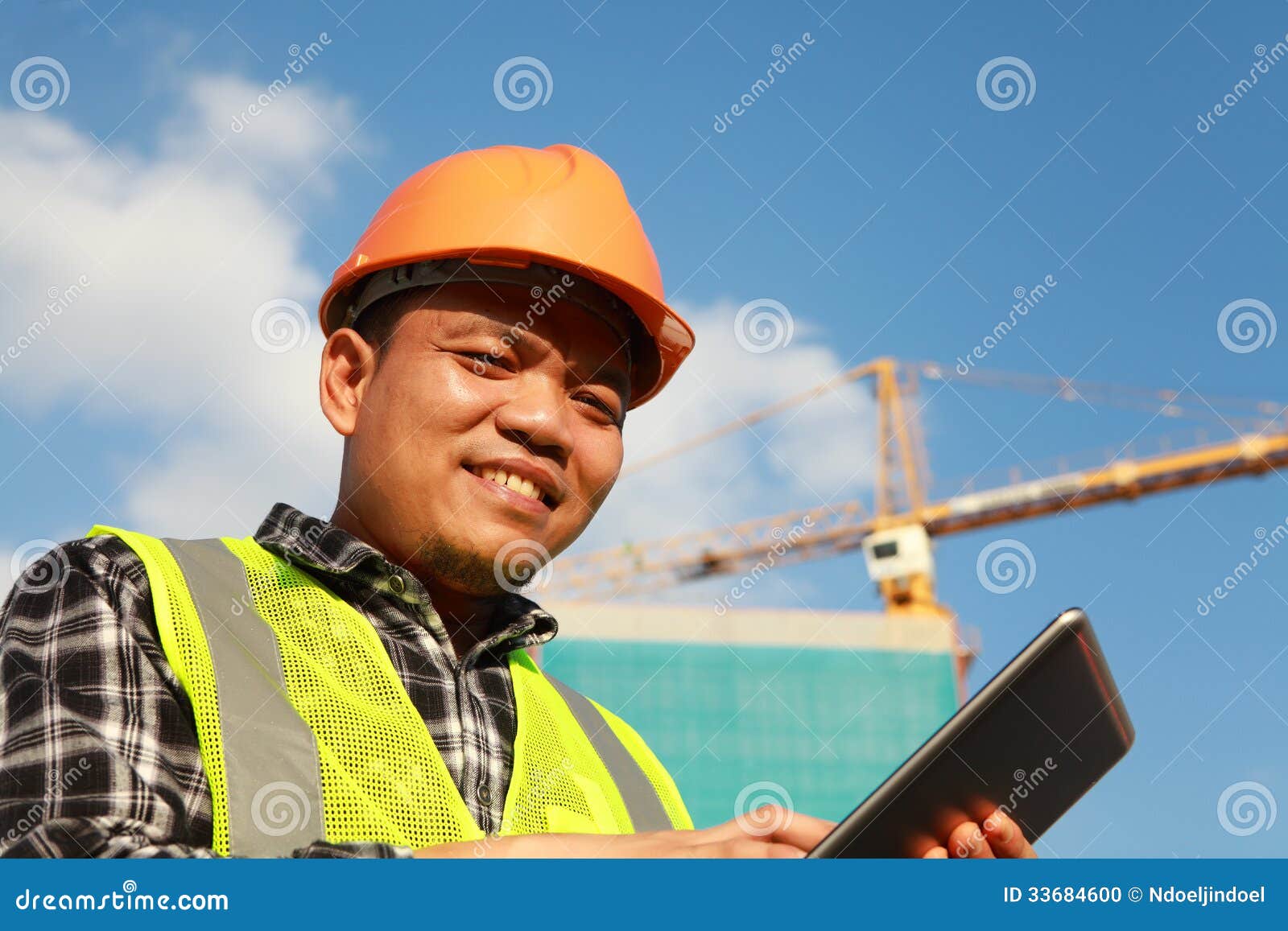 Construction Worker with Digital Tablet Stock Photo - Image of engineer ...