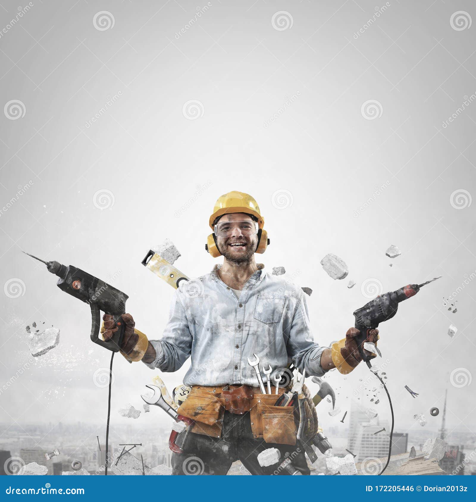 Construction Worker in Dirty Clothes Stock Photo - Image of bunch ...