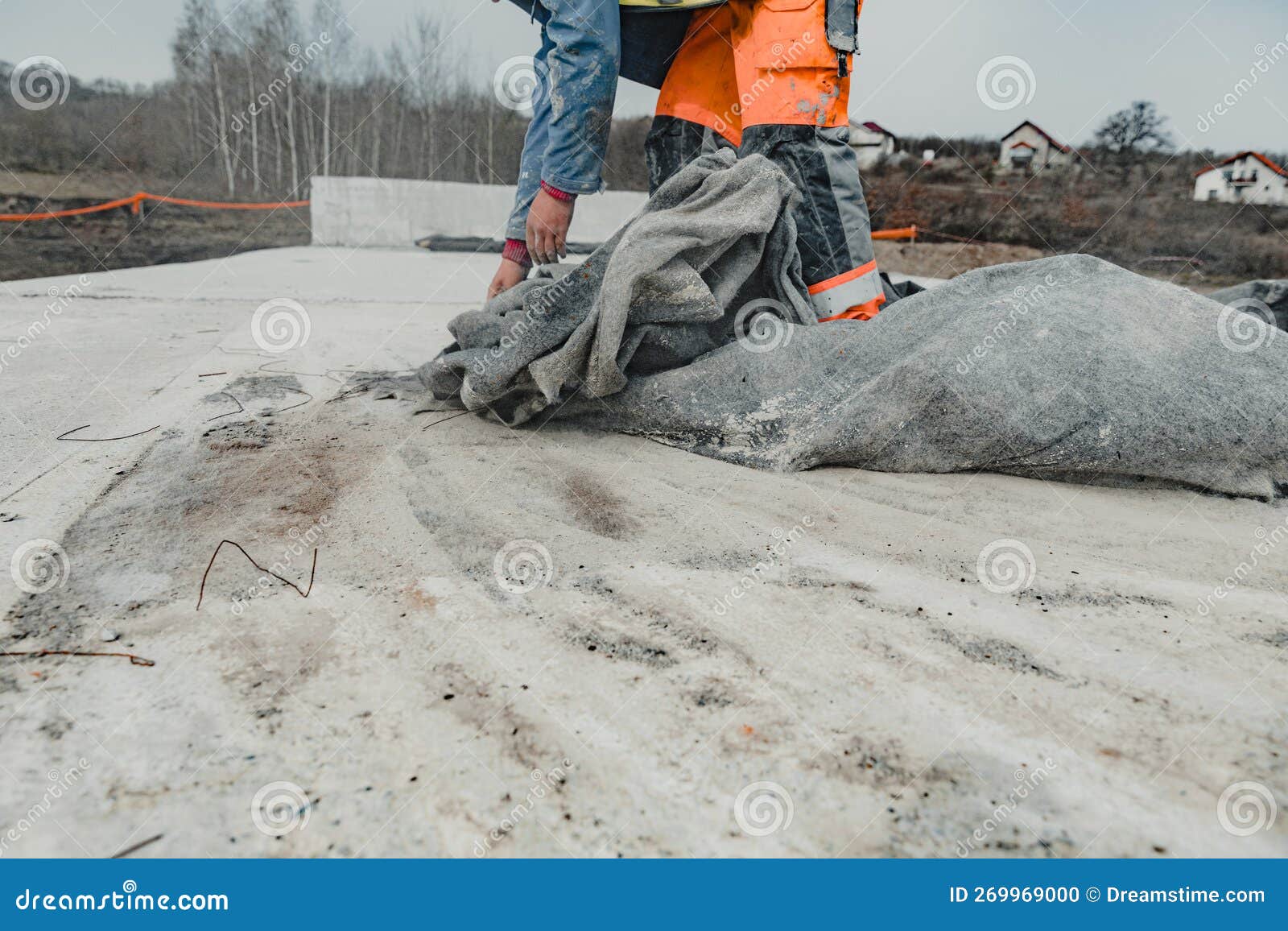 Construction Worker Doing Concrete Laying Stock Photo - Image of male ...