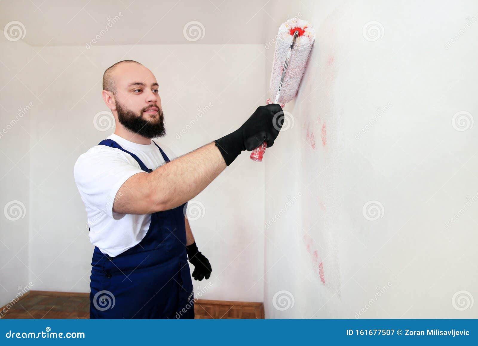 Construction Worker Doing Finish Renovation at Apartment. Painter ...