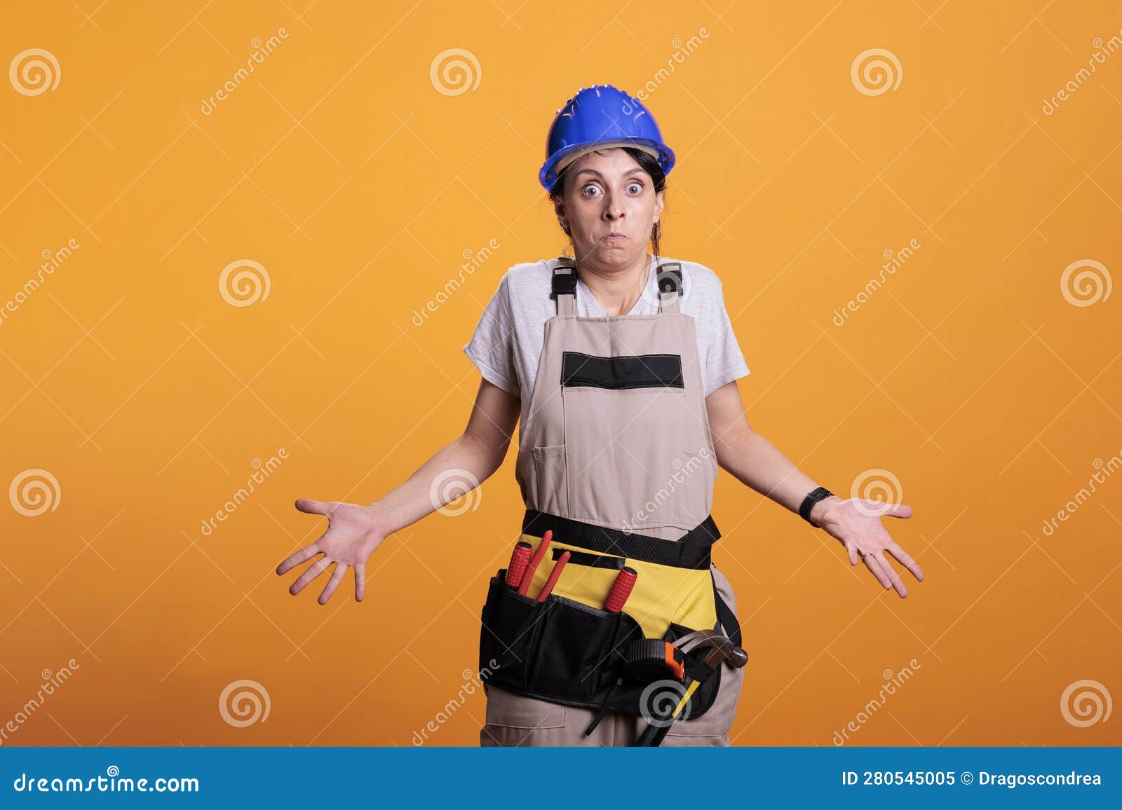 Construction Worker Doing I Dont Know Sign Stock Image - Image of doubt ...