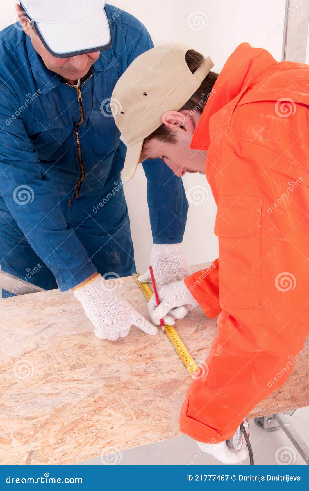 Construction Worker Doing Measuring Stock Image - Image of contractor ...
