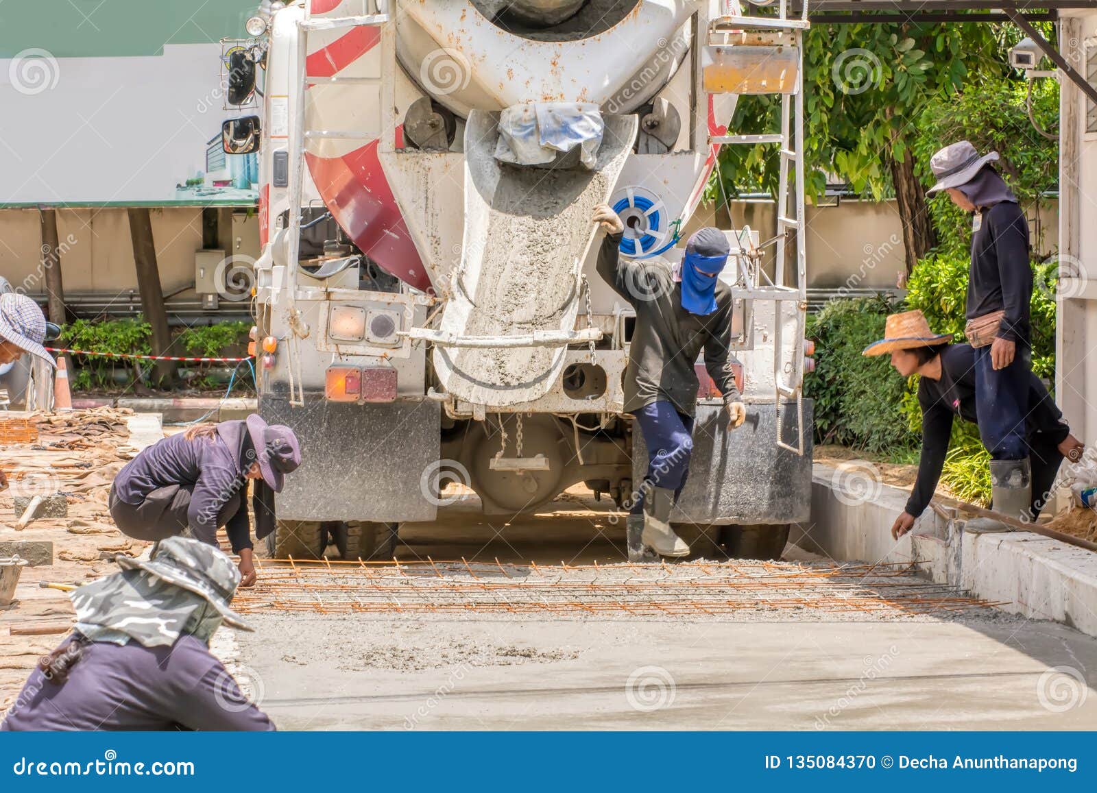 Construction Worker is Doing the Road Editorial Image - Image of ...
