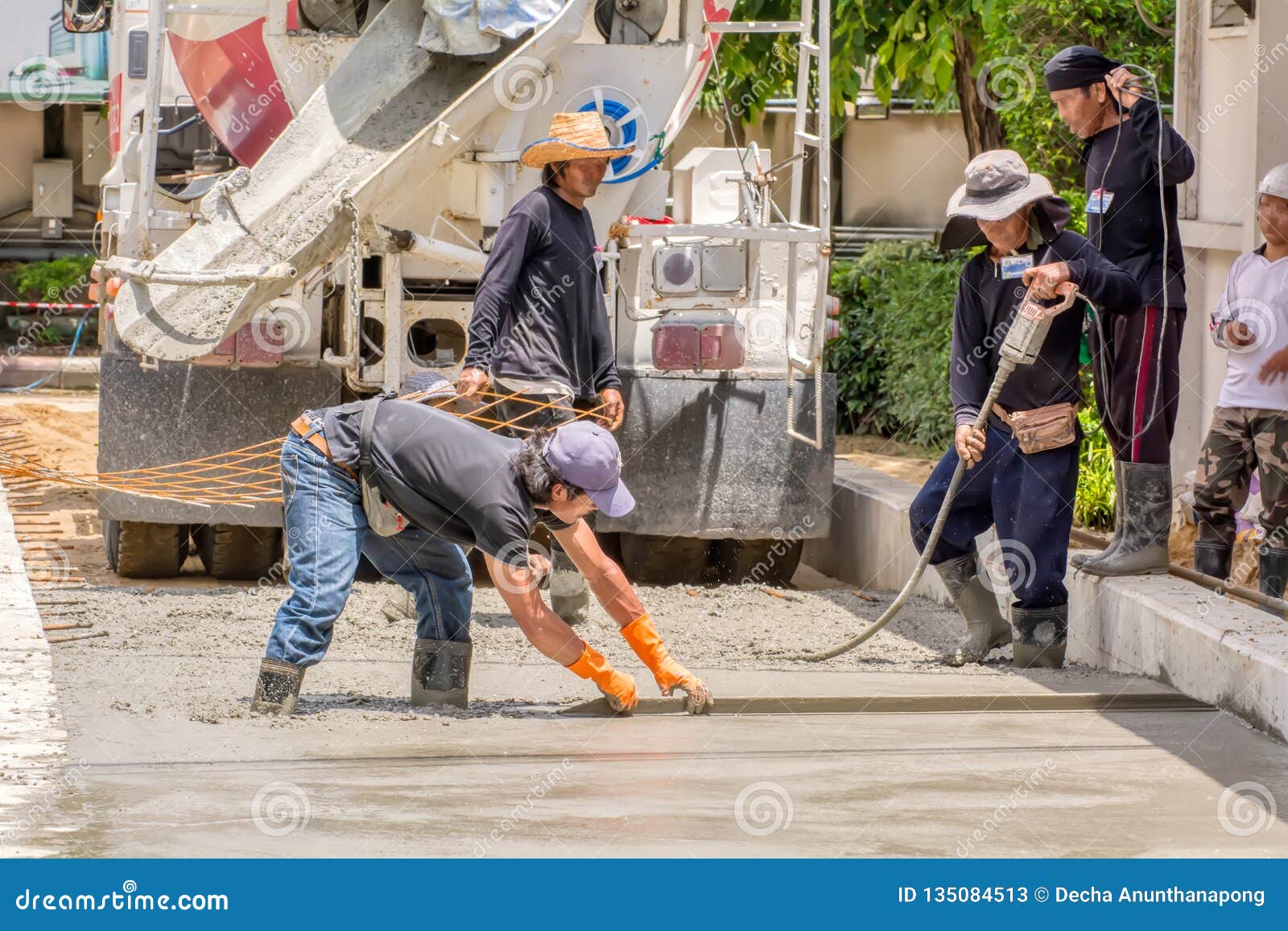 Construction Worker is Doing the Road Editorial Stock Photo - Image of ...