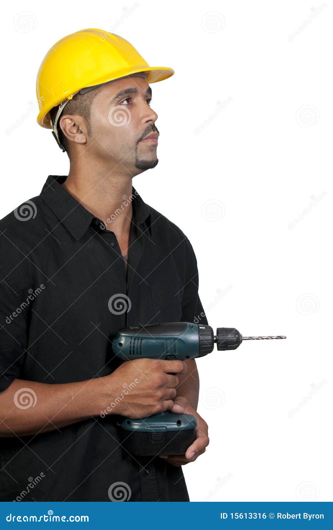 Construction Worker with Drill Stock Photo - Image of diversity, middle ...