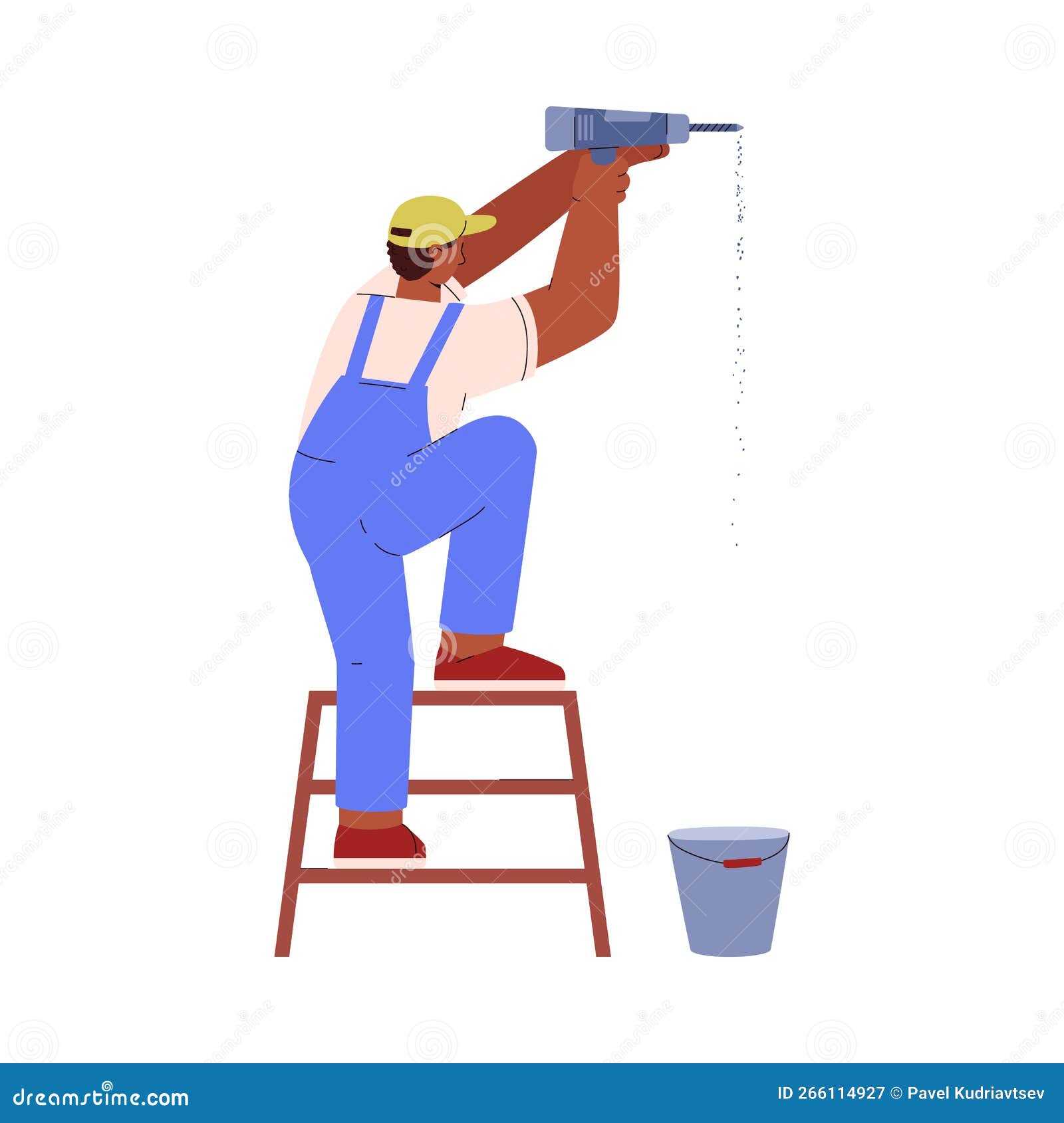 Worker Drilling Cartoon Vector | CartoonDealer.com #20241647