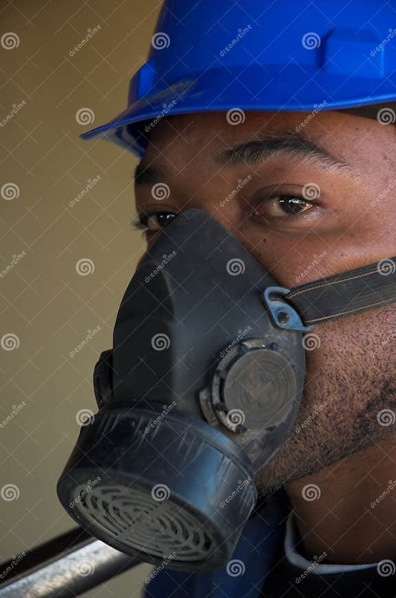 Construction Worker and Dust Mask Stock Photo - Image of builder, eyes ...