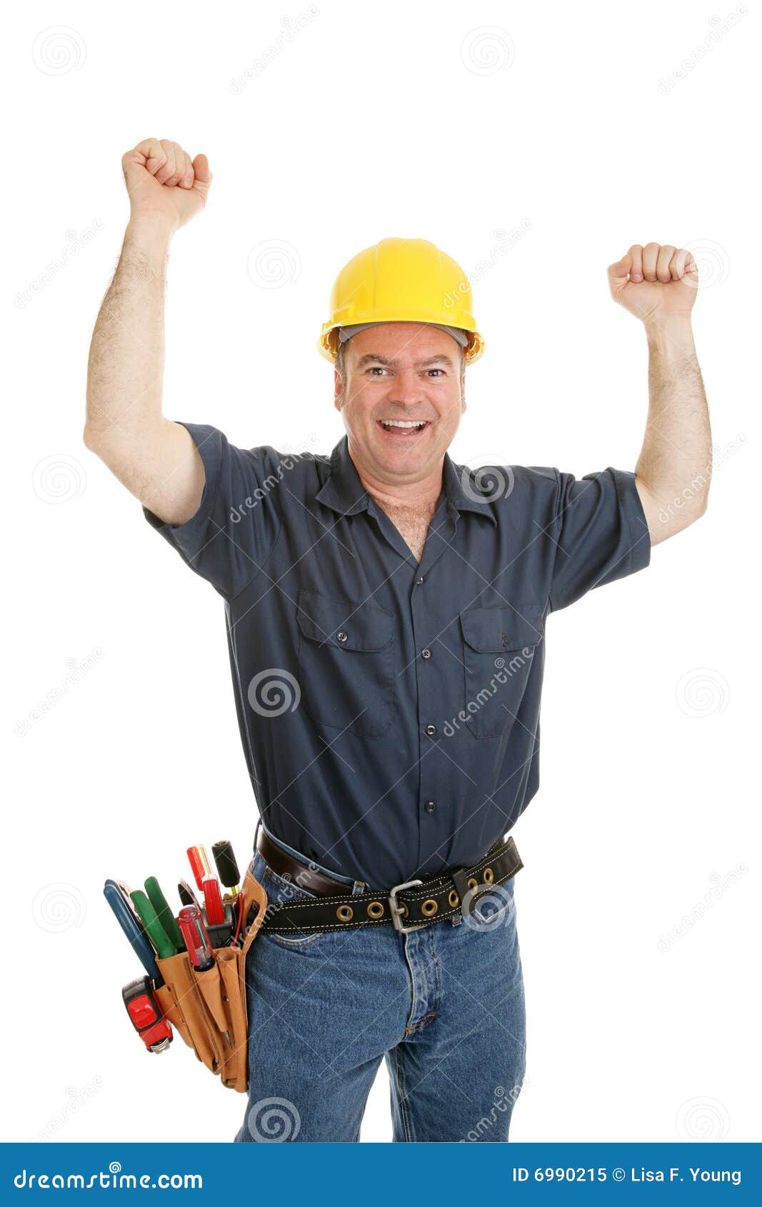 Construction Worker Ecstatic Stock Image - Image of arms, handyman: 6990215