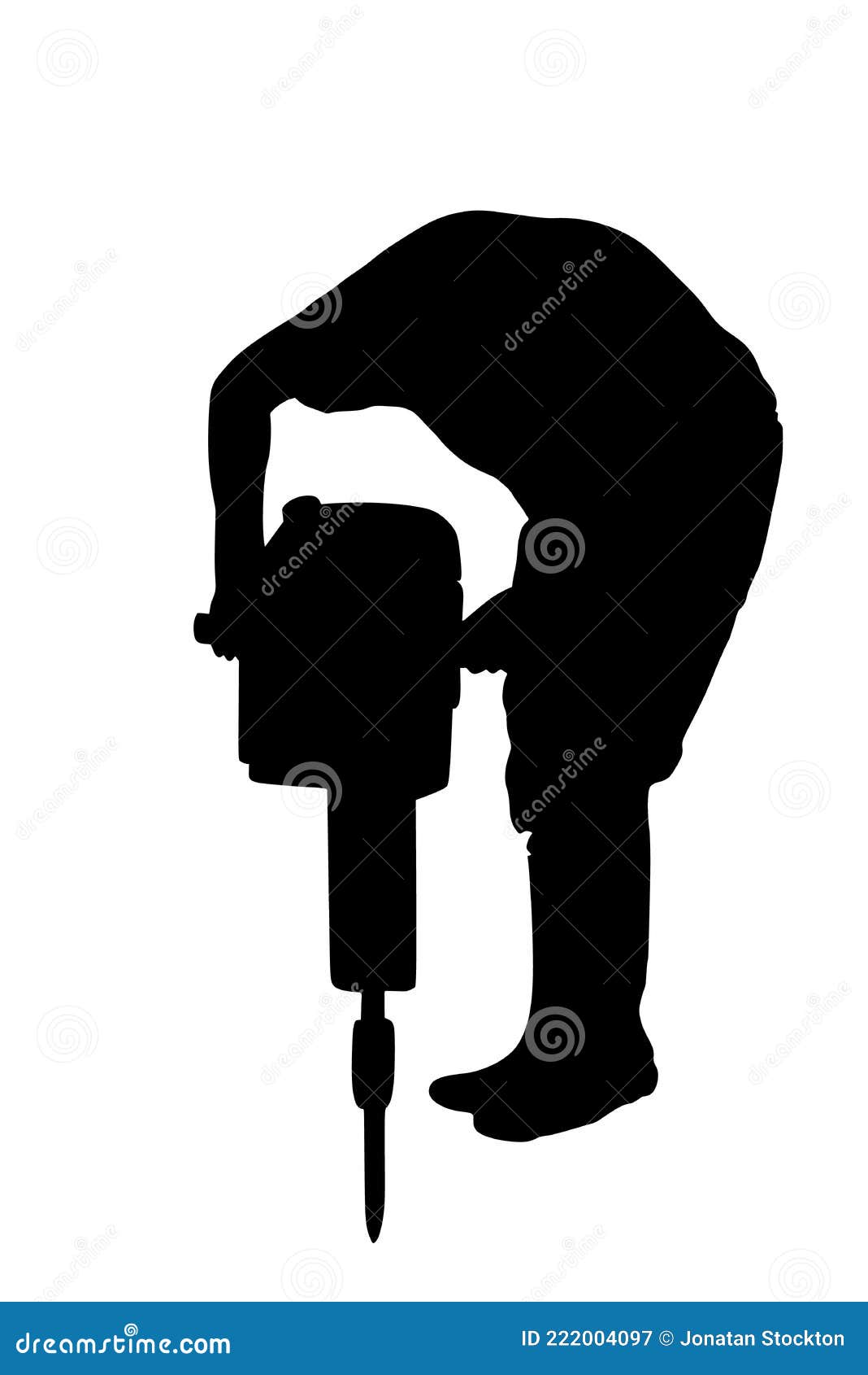 Construction Worker Electric Drill Silhouette. Drilling Concrete ...
