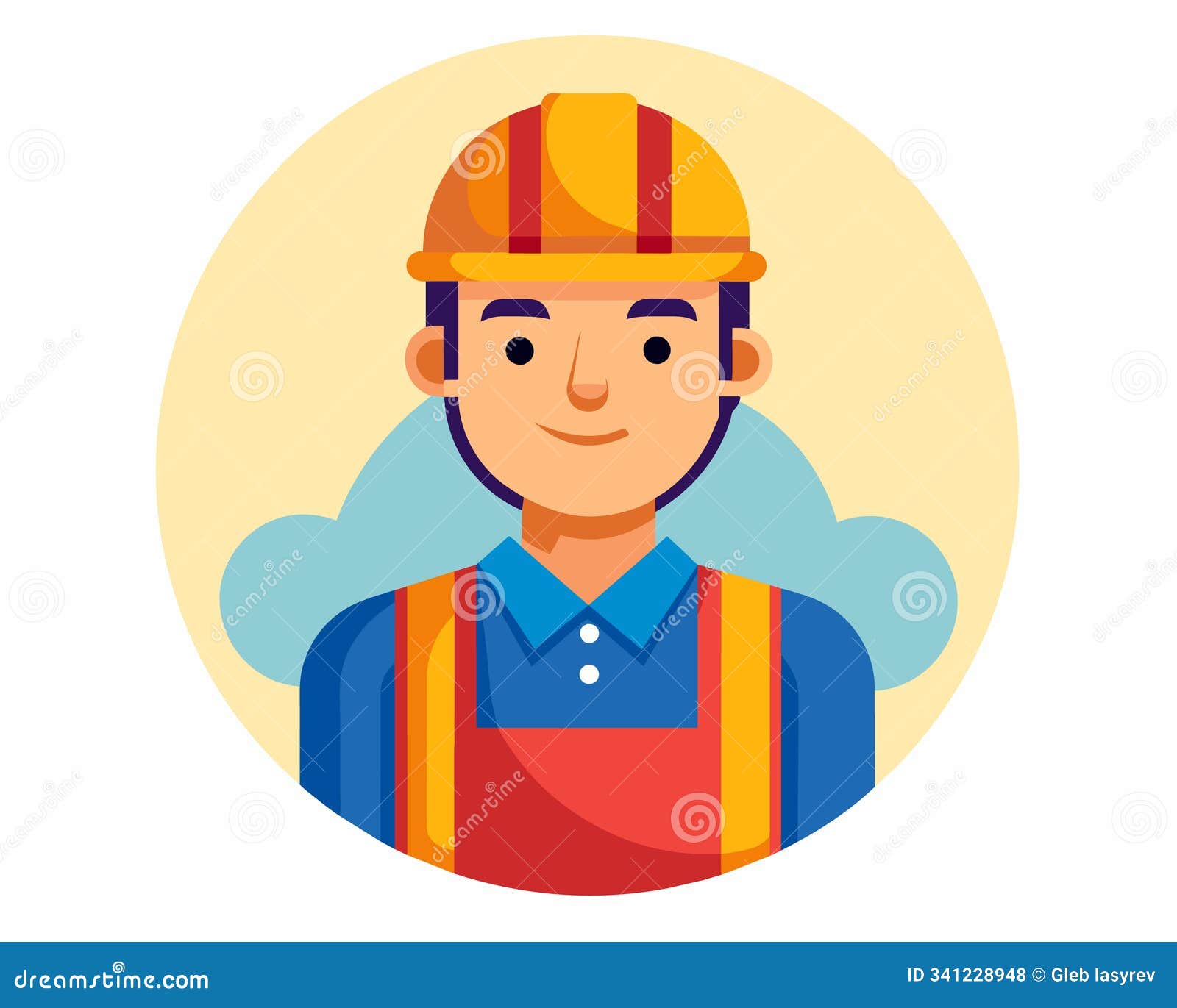 Construction Worker Emblem. Builder Cute Cartoon Stock Illustration ...