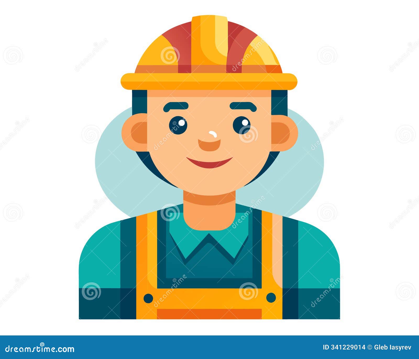 Construction Worker Emblem. Builder Cute Cartoon Stock Illustration ...