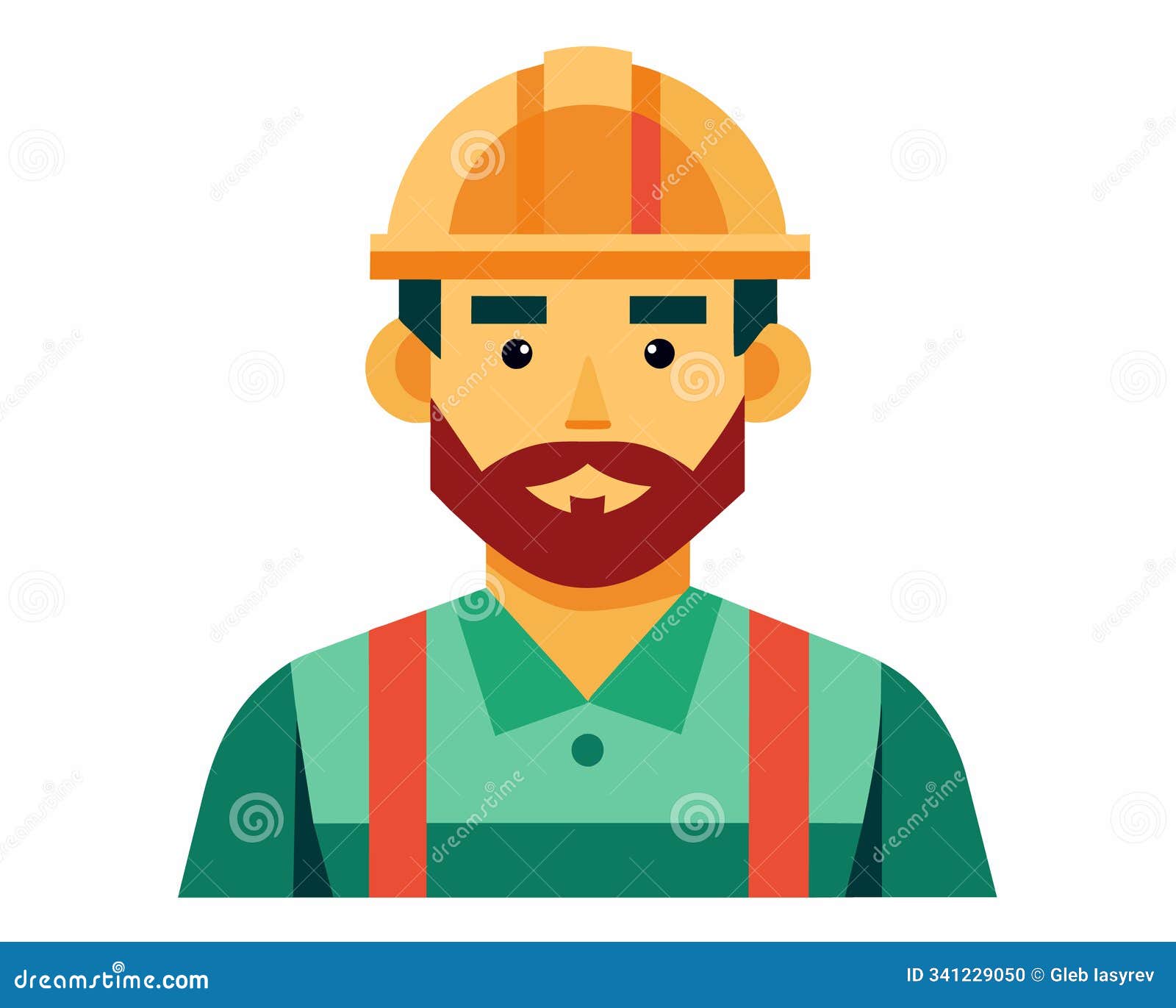 Construction Worker Emblem. Builder Cute Cartoon Stock Illustration ...