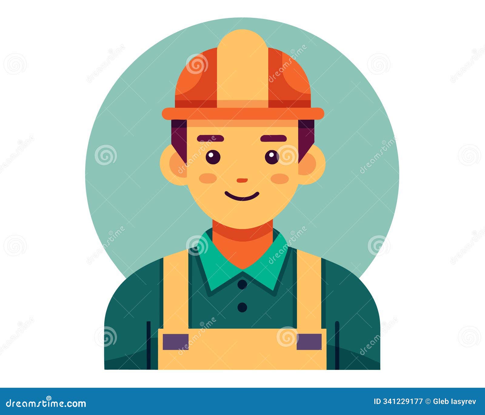 Construction Worker Emblem. Builder Cute Cartoon Stock Illustration ...
