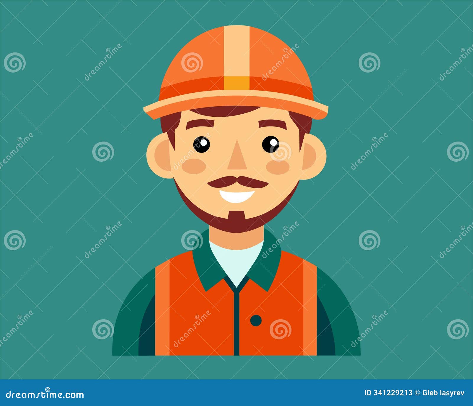 Construction Worker Emblem. Builder Cute Cartoon Stock Illustration ...