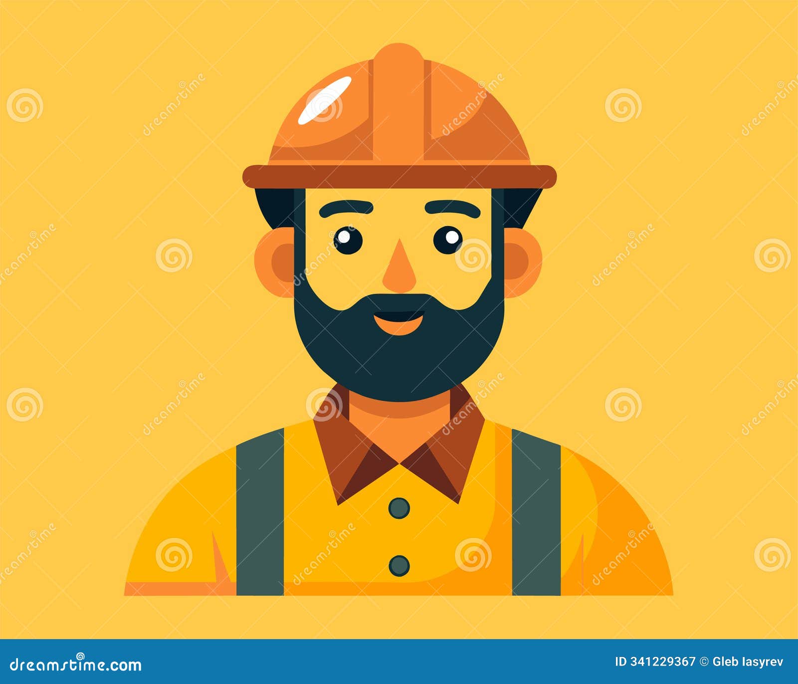 Construction Worker Emblem. Builder Cute Cartoon Stock Illustration ...