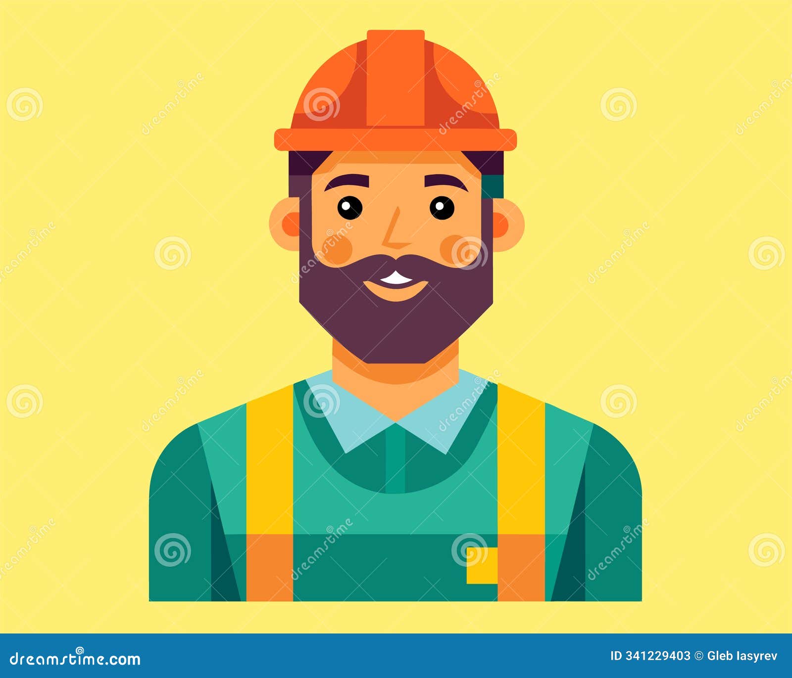Construction Worker Emblem. Builder Cute Cartoon Stock Illustration ...