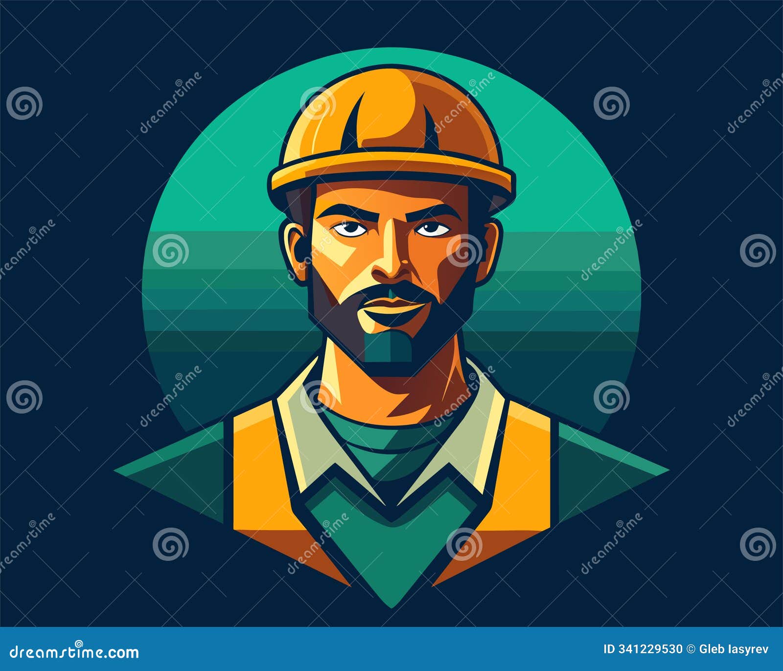 Construction Worker Emblem. Builder Cute Cartoon Stock Illustration ...
