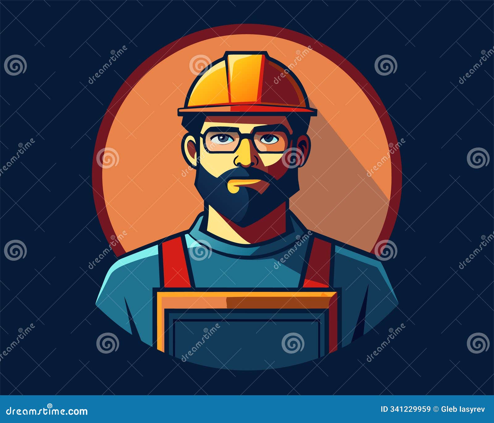 Construction Worker Emblem. Builder Cute Cartoon Stock Illustration ...