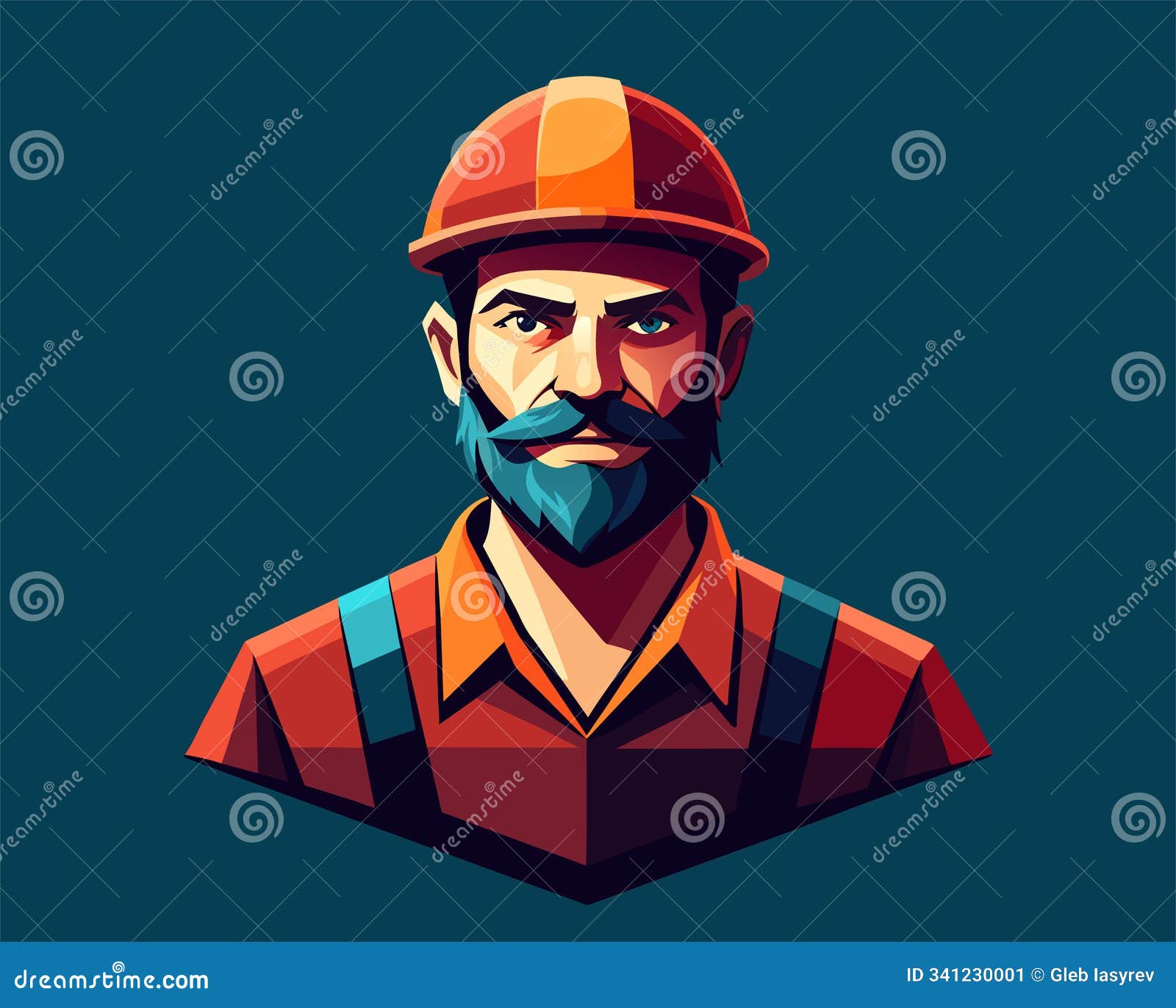 Construction Worker Emblem. Builder Cute Cartoon Stock Illustration ...