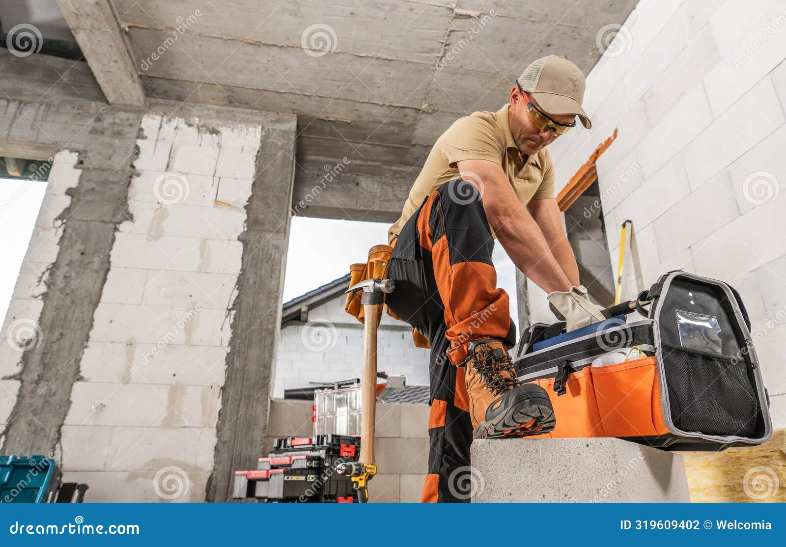 Construction Worker Engaged in Building Project Stock Photo - Image of ...