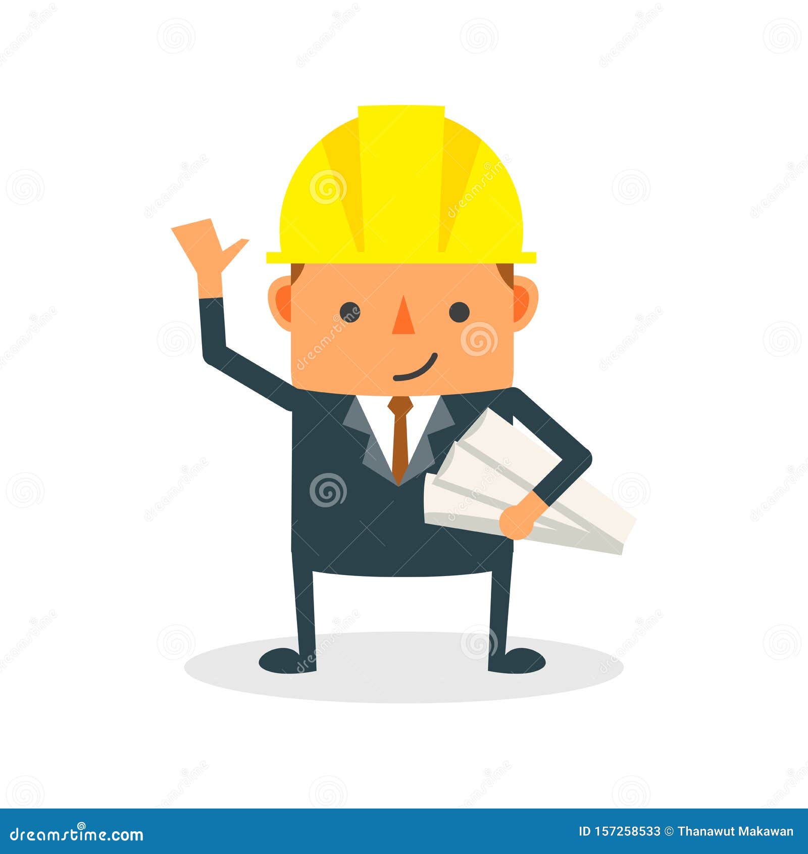 Construction Worker Engineer Architect Holding Projects Stock Vector ...