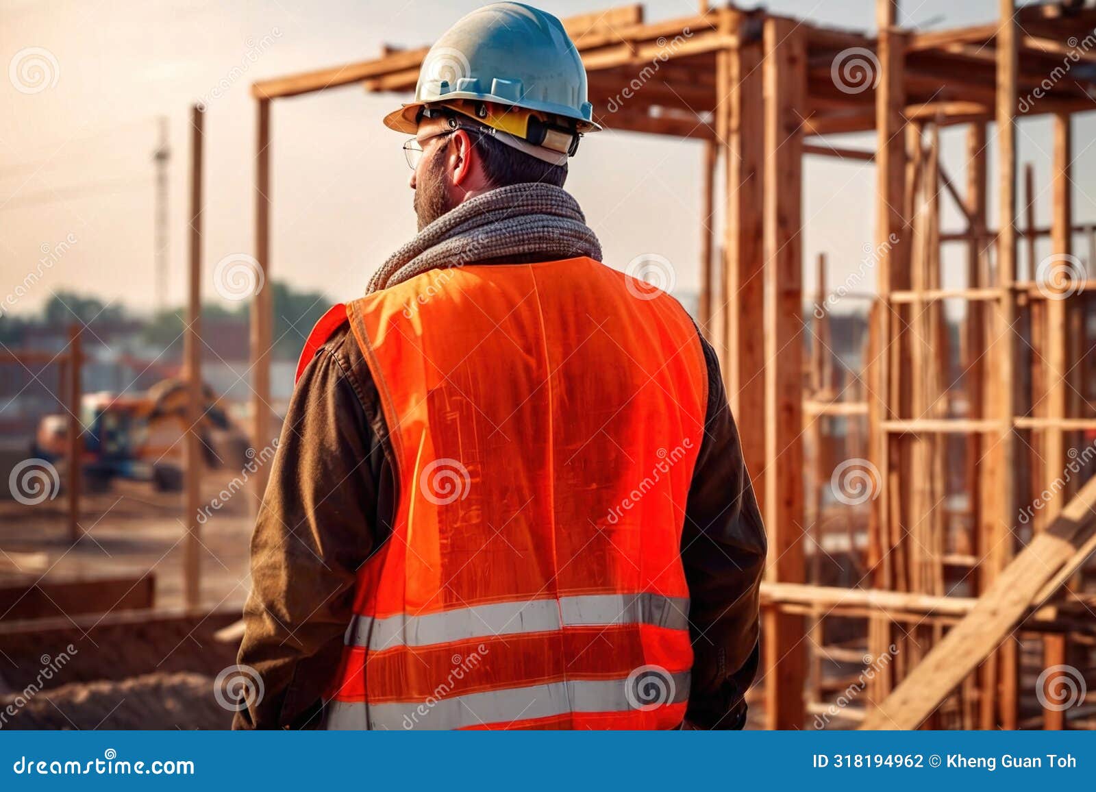 Construction Worker Engineer Foreman Supervising Construction Building ...