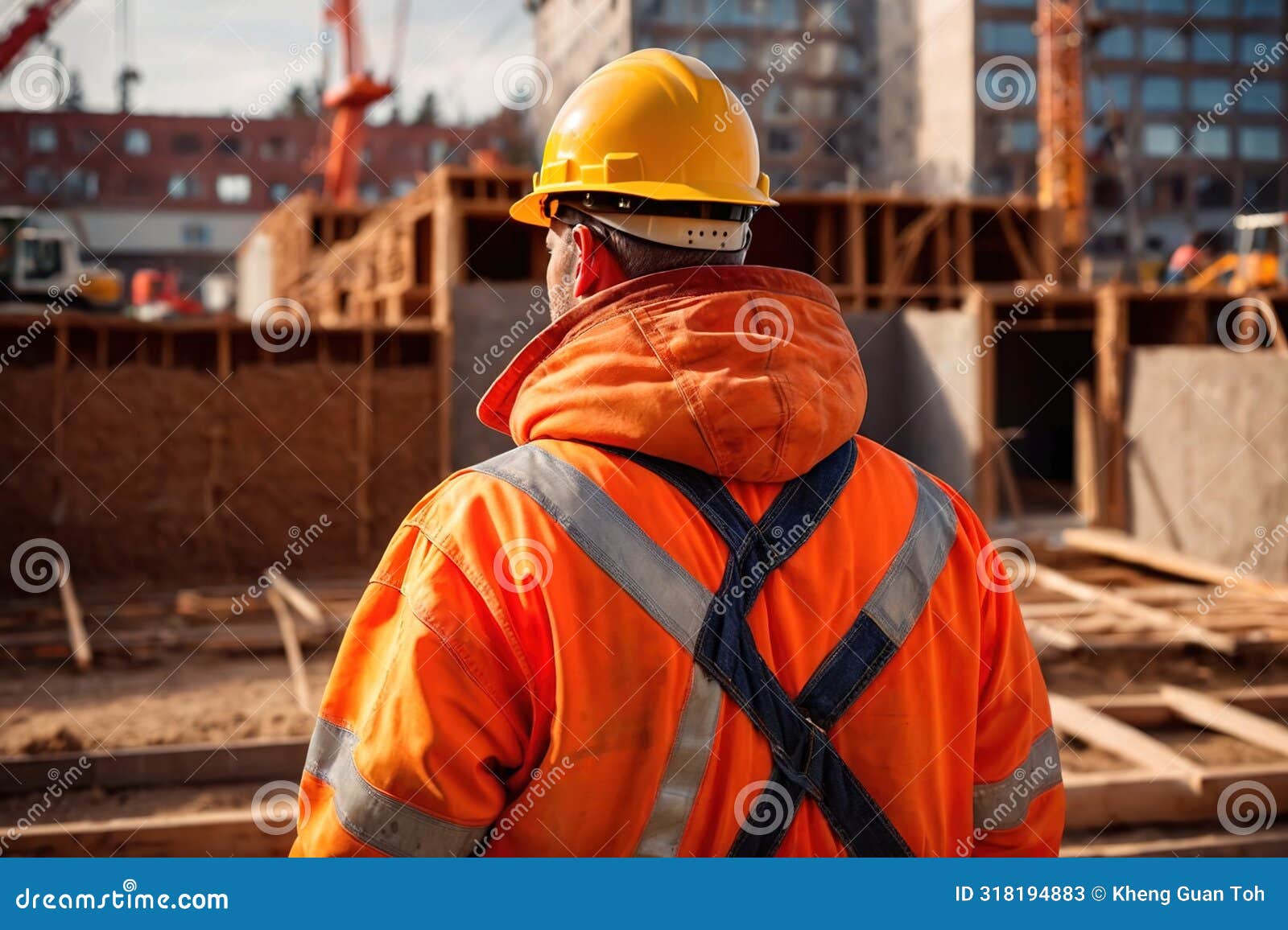 Construction Worker Engineer Foreman Supervising Construction Building ...