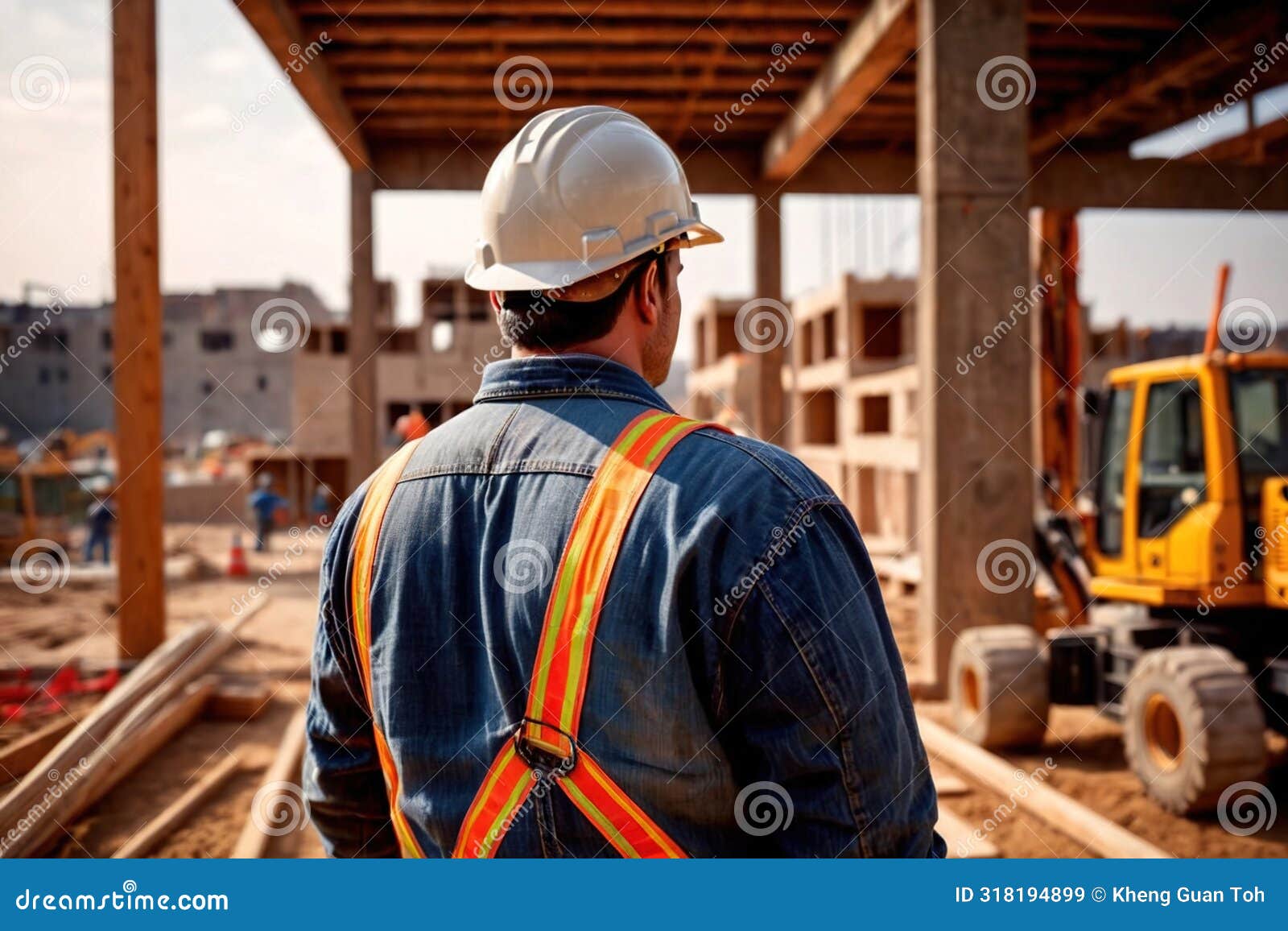 Construction Worker Engineer Foreman Supervising Construction Building ...