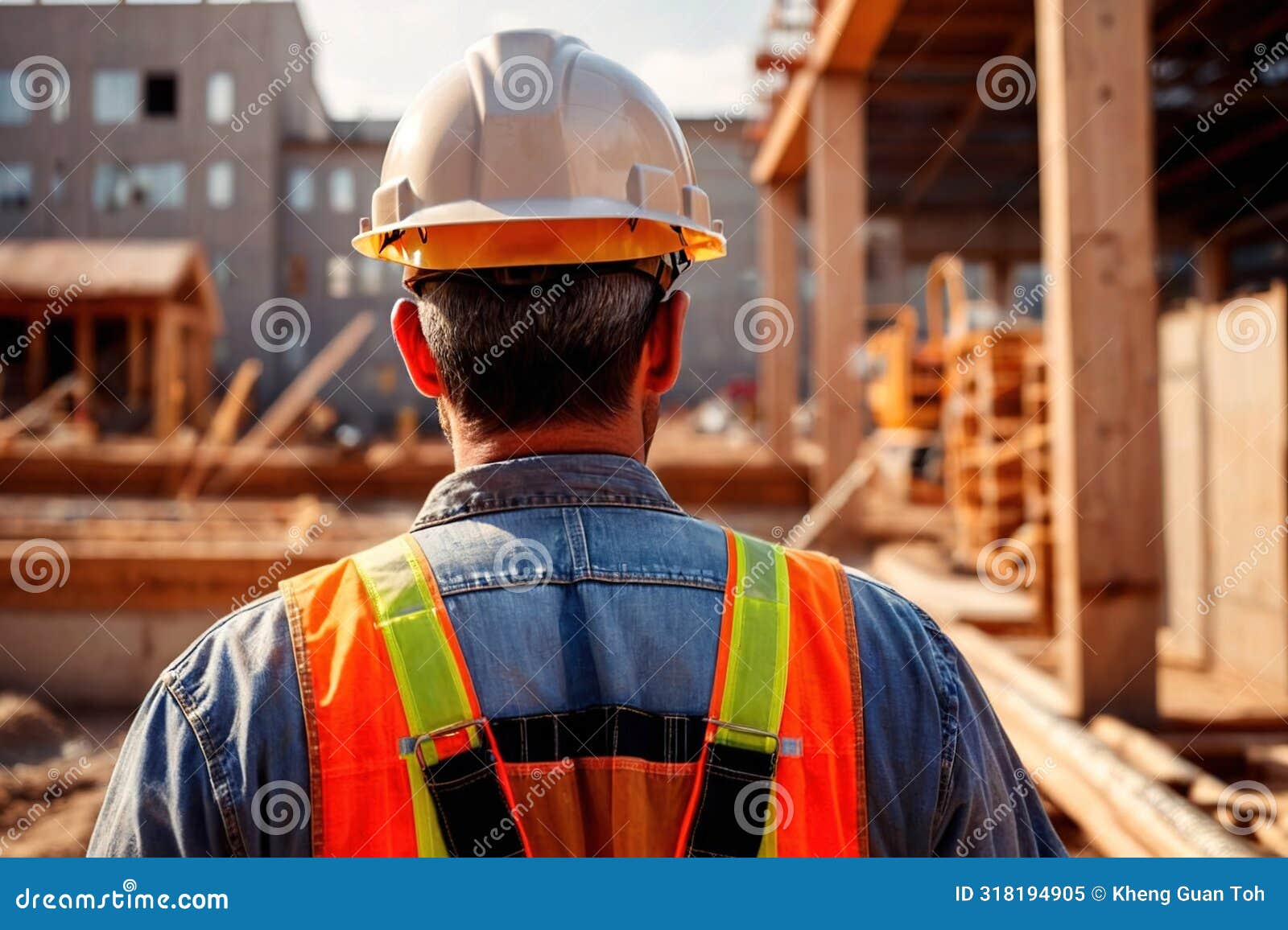 Construction Worker Engineer Foreman Supervising Construction Building ...