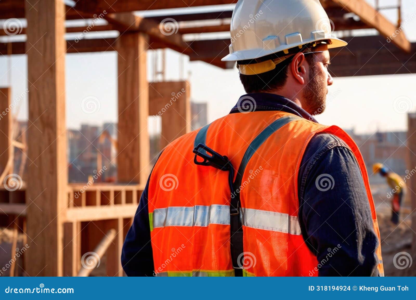 Construction Worker Engineer Foreman Supervising Construction Building ...