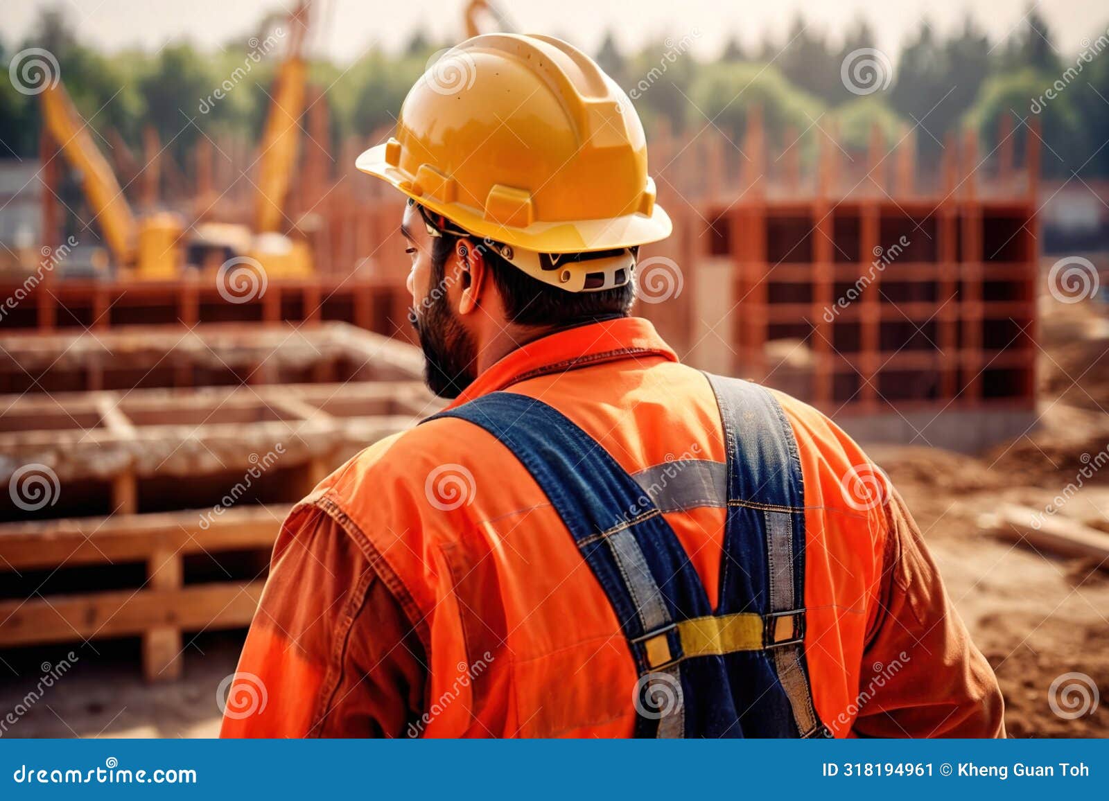 Construction Worker Engineer Foreman Supervising Construction Building ...