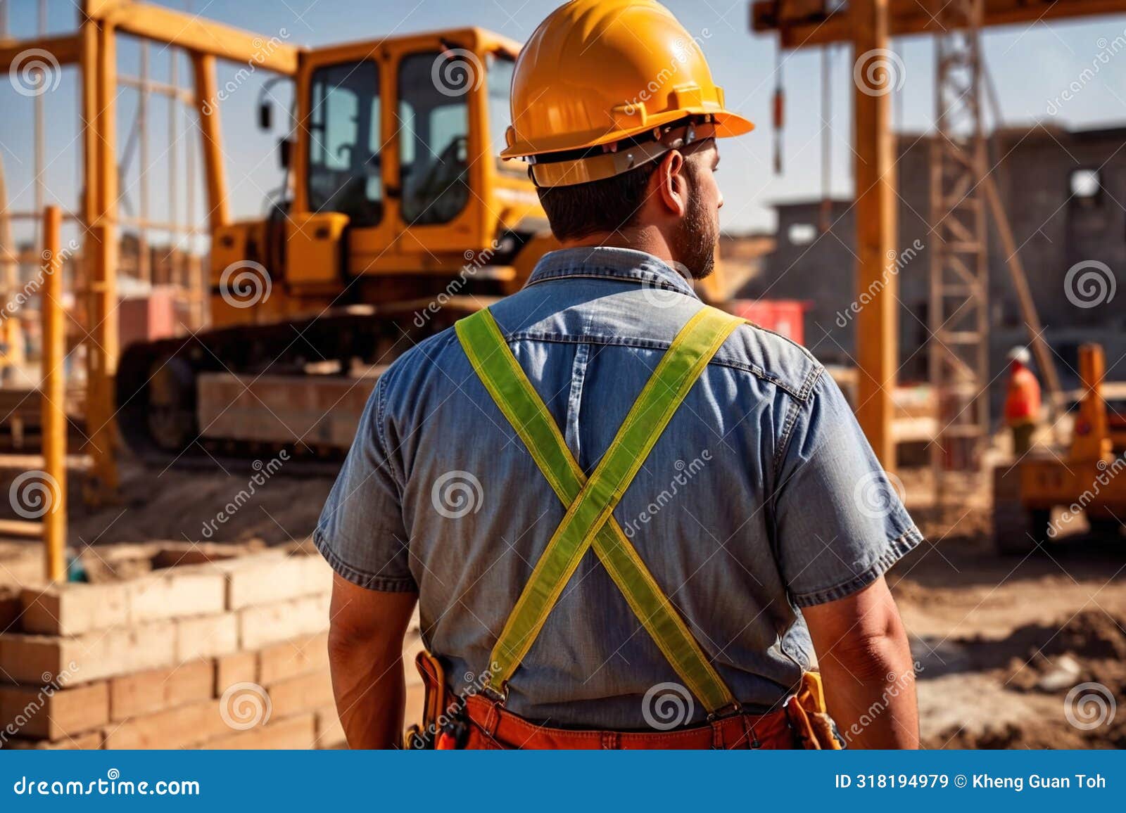 Construction Worker Engineer Foreman Supervising Construction Building ...