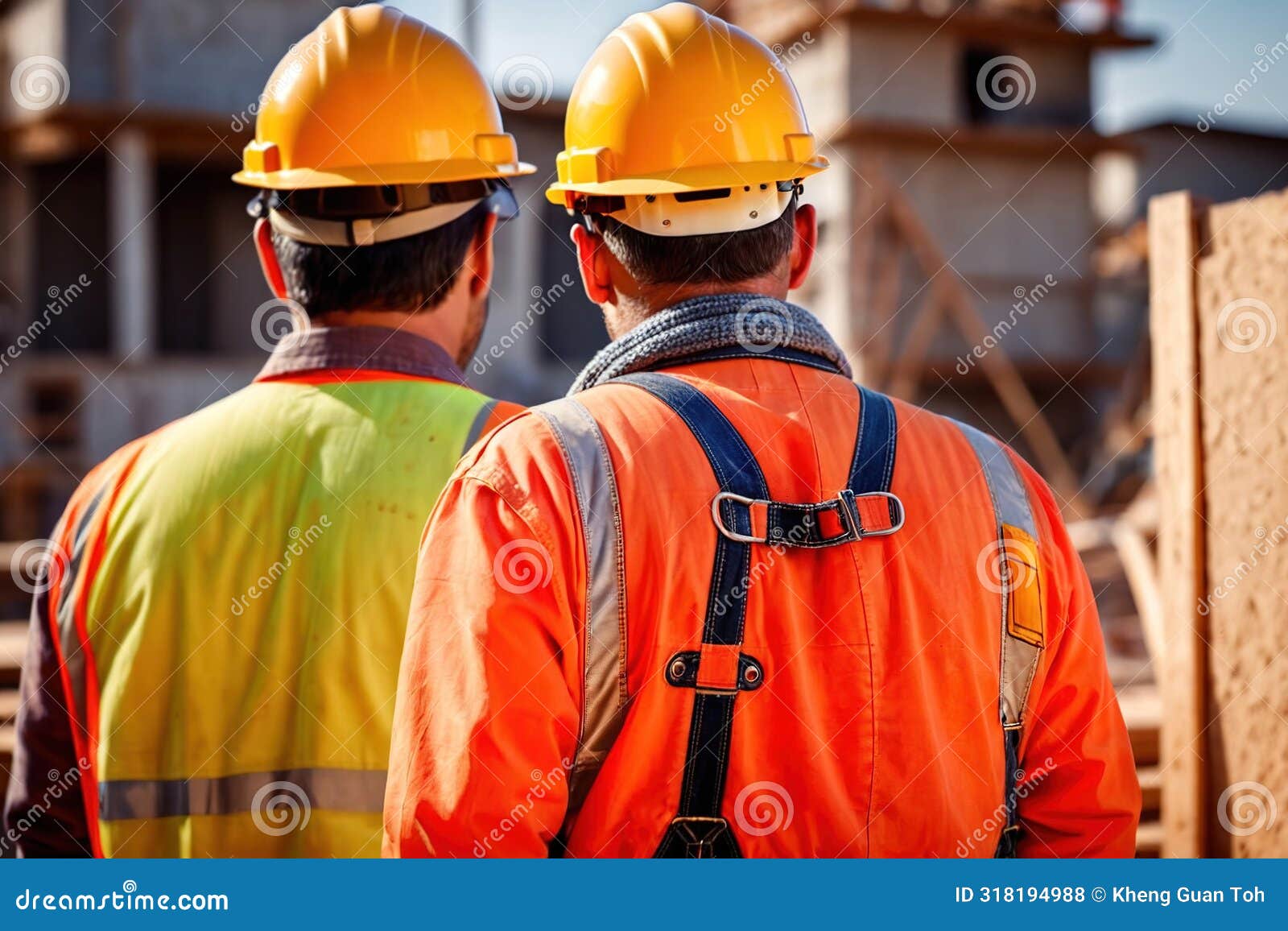 Construction Worker Engineer Foreman Supervising Construction Building ...