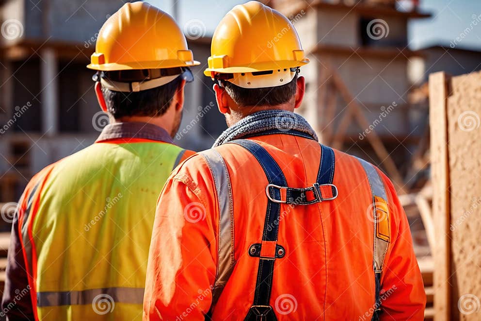 Construction Worker Engineer Foreman Supervising Construction Building ...