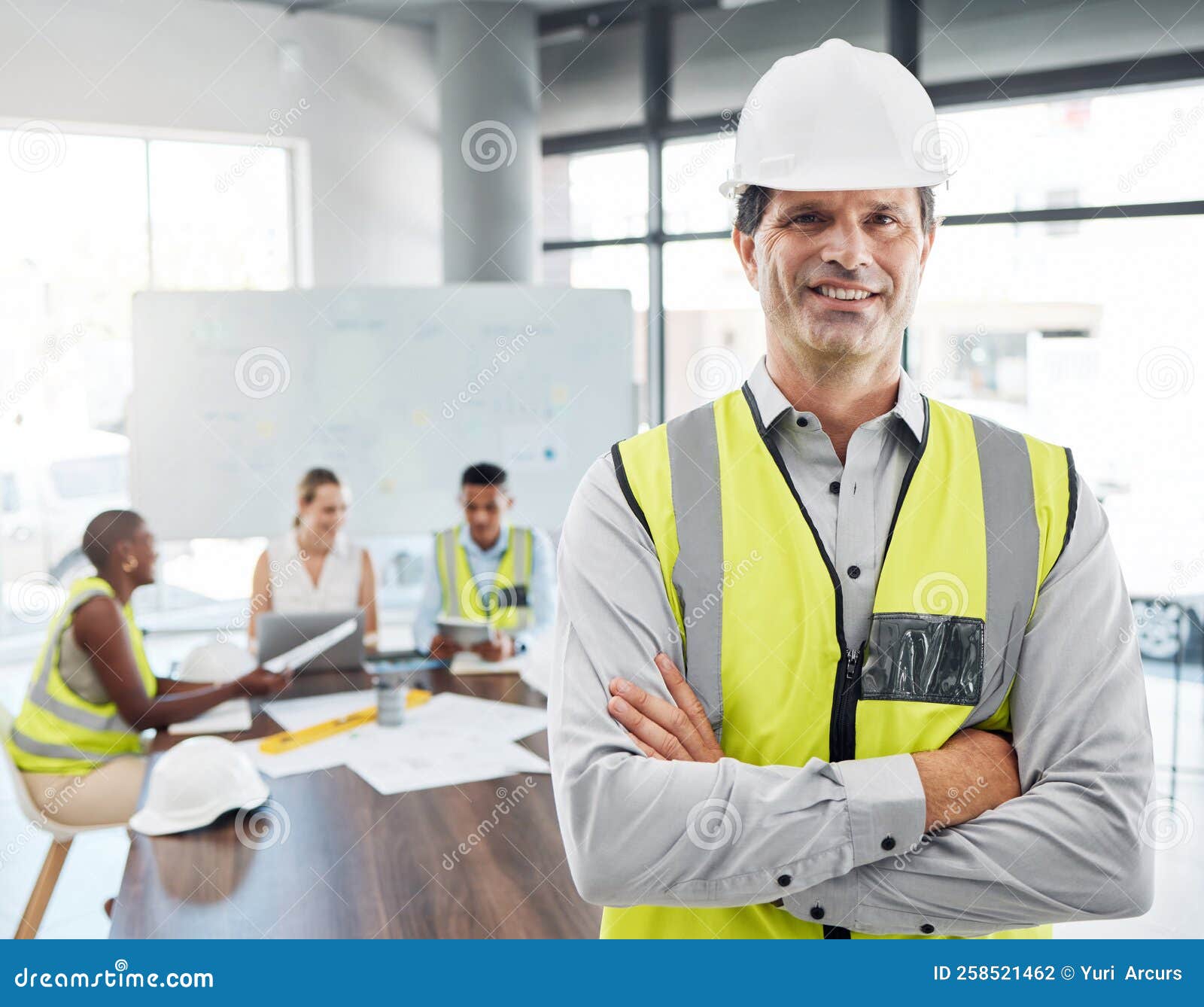Construction Worker, Engineer Man and Architecture Leader or Boss with ...