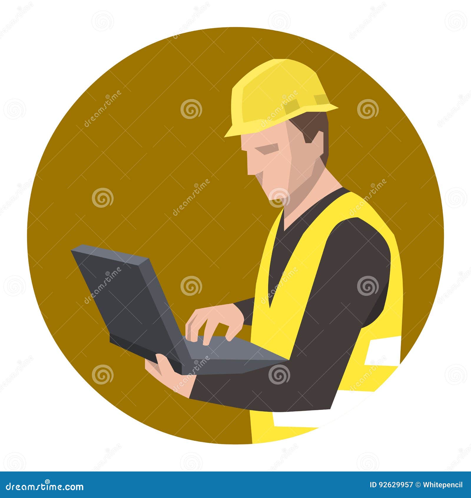 Construction Worker Engineer Using Laptop Computer Stock Vector ... Construction Worker Engineer Using Laptop Computer Stock Vector ...