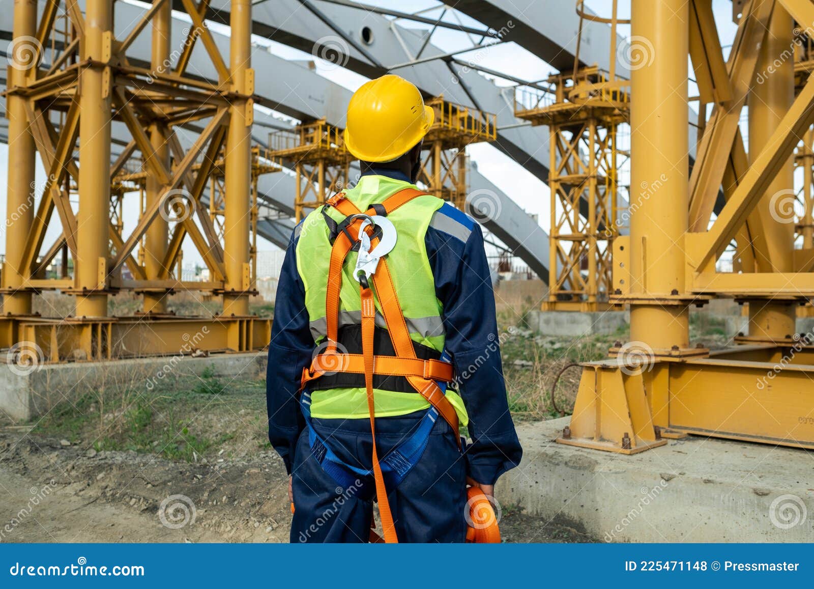 Construction Worker in Equipment Standing Outdoors Stock Photo - Image ...