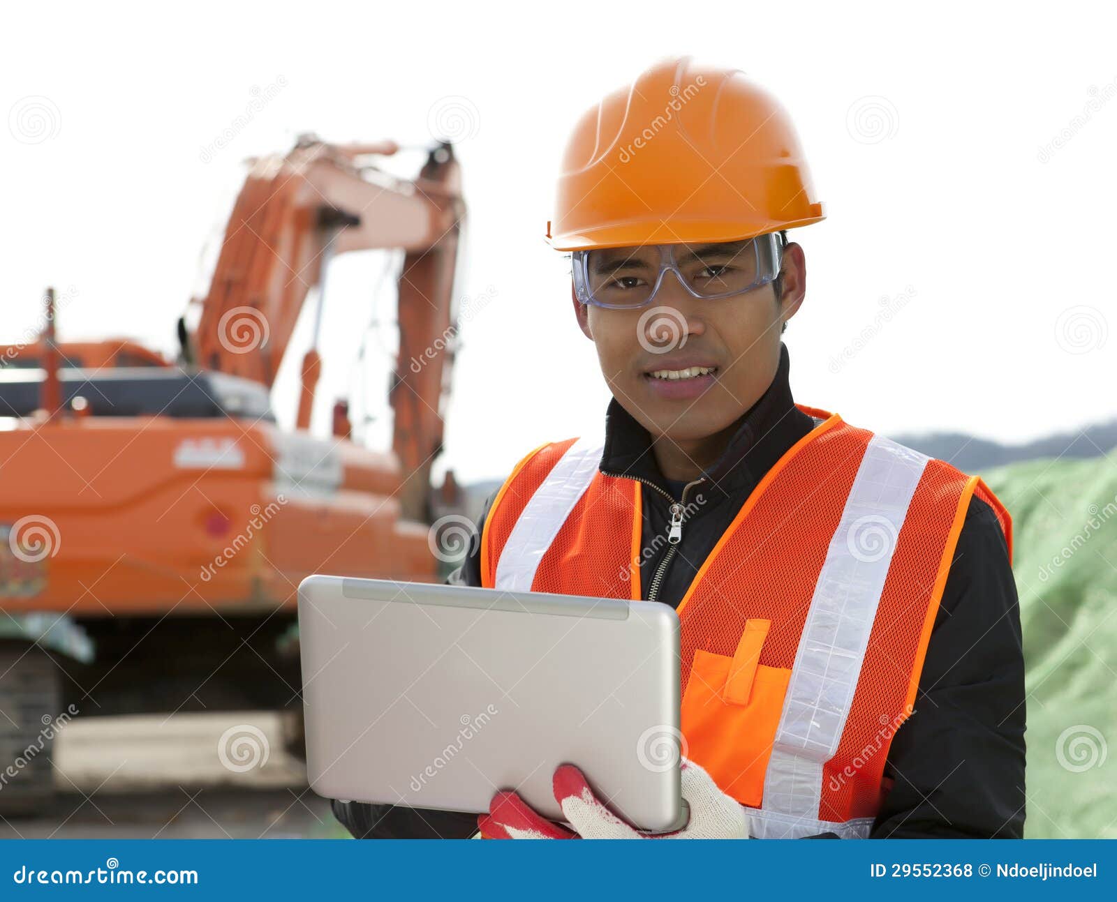 Construction Worker and Excavator Stock Photo - Image of site, builder ...