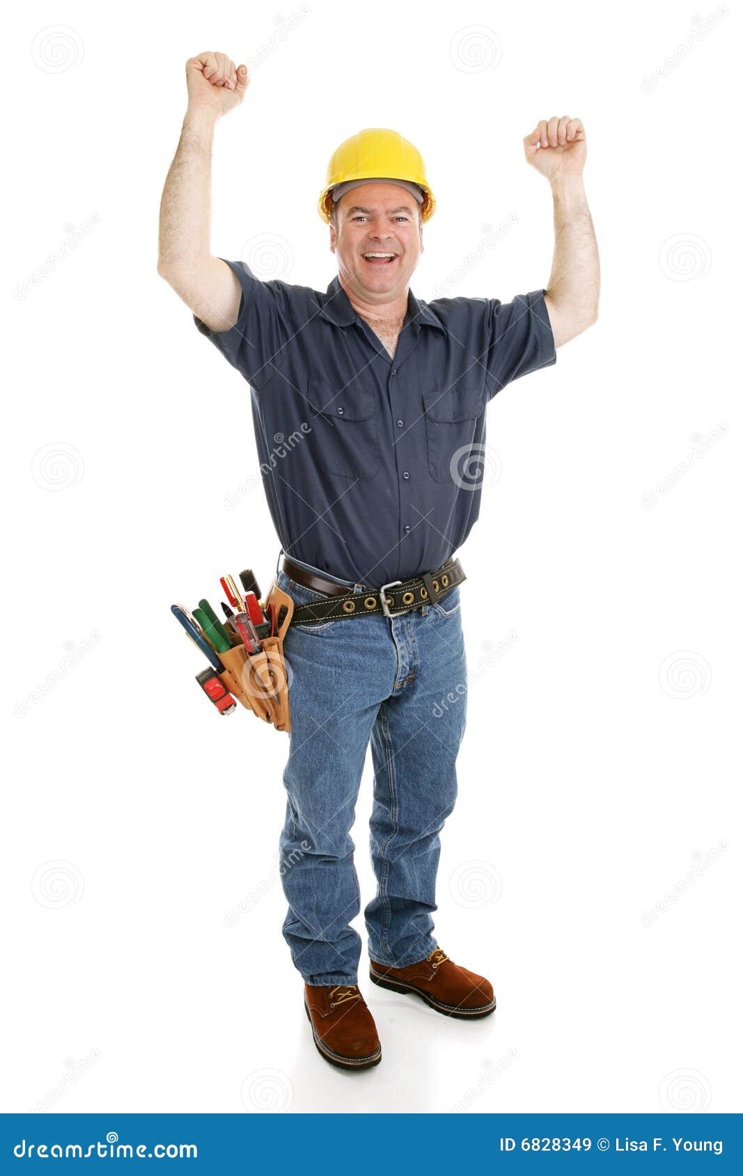Construction Worker Excited Stock Image - Image of construction, collar ...