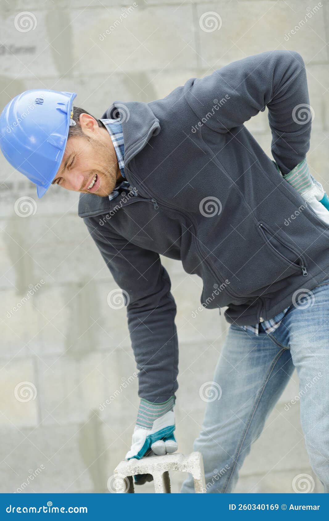 Construction Worker Experiencing Back Pain Stock Image - Image of ...
