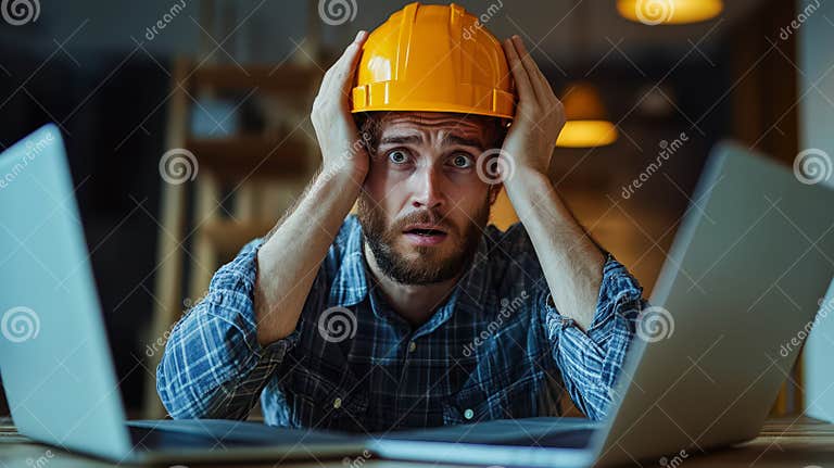 Construction Worker Experiencing Stress while Managing Multiple Tasks ...