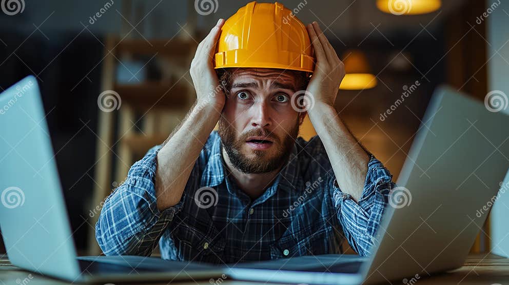 Construction Worker Experiencing Stress while Managing Multiple Tasks ...