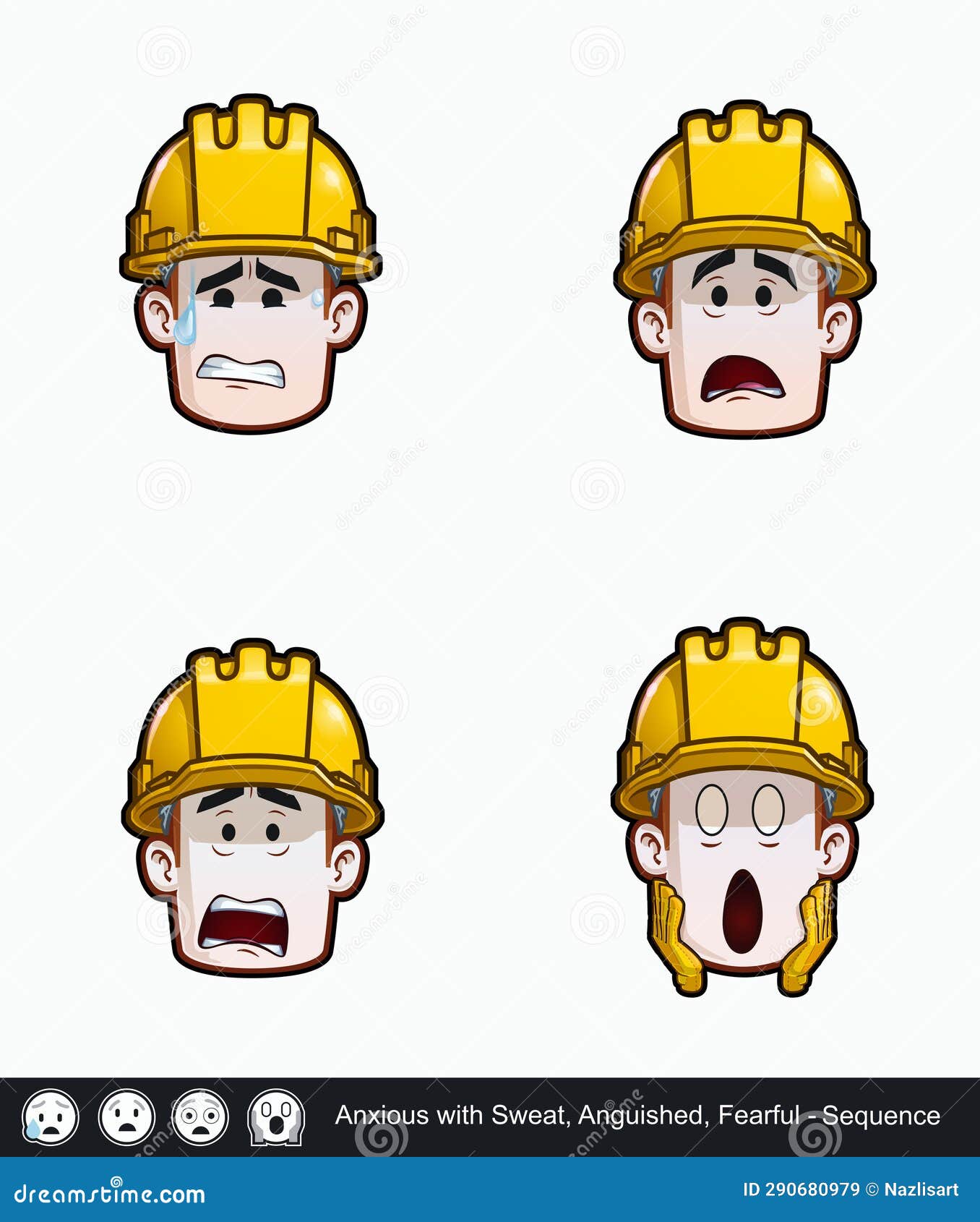 Construction Worker - Expressions - Concerned - Anxious with Sweat ...