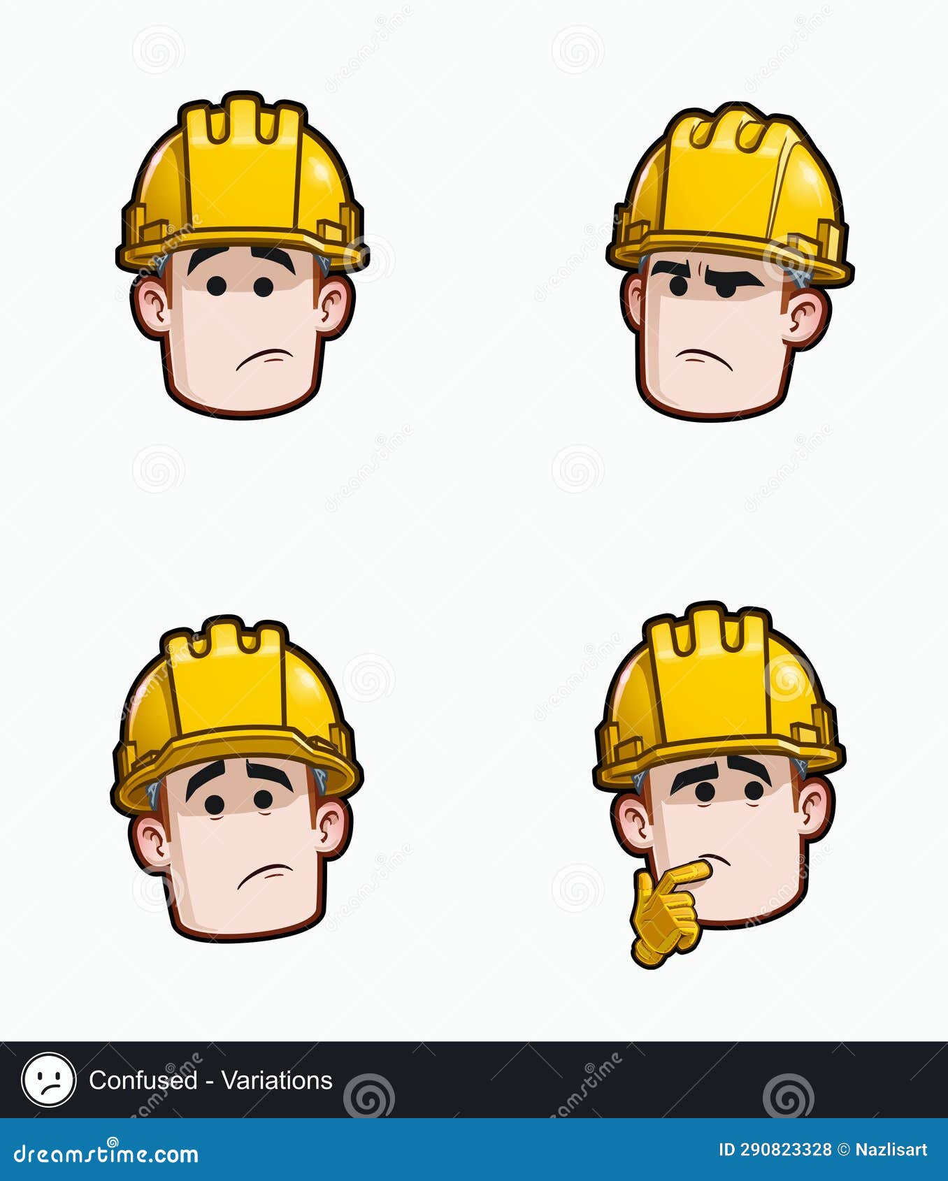 Construction Worker - Expressions - Concerned - Confused - Variations ...