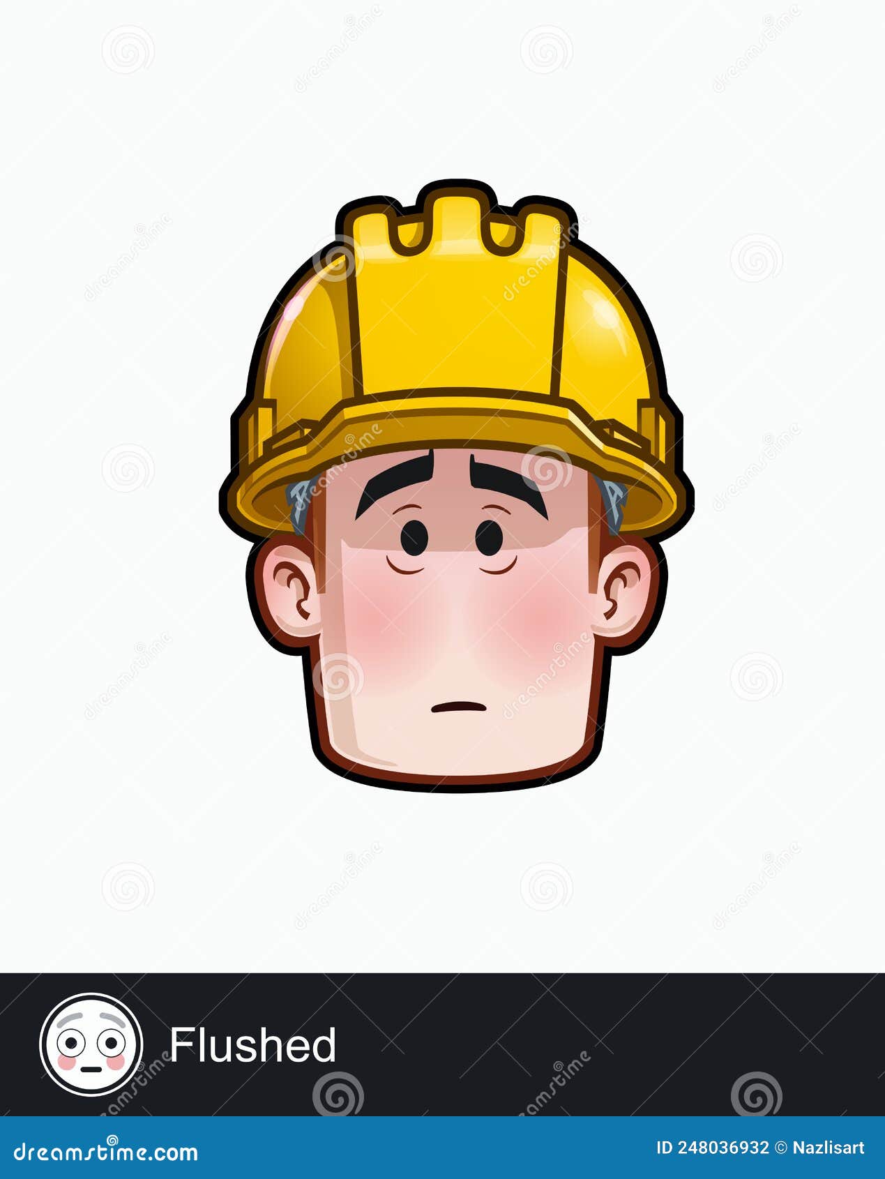 Construction Worker - Expressions - Concerned - Flushed Stock Vector ...