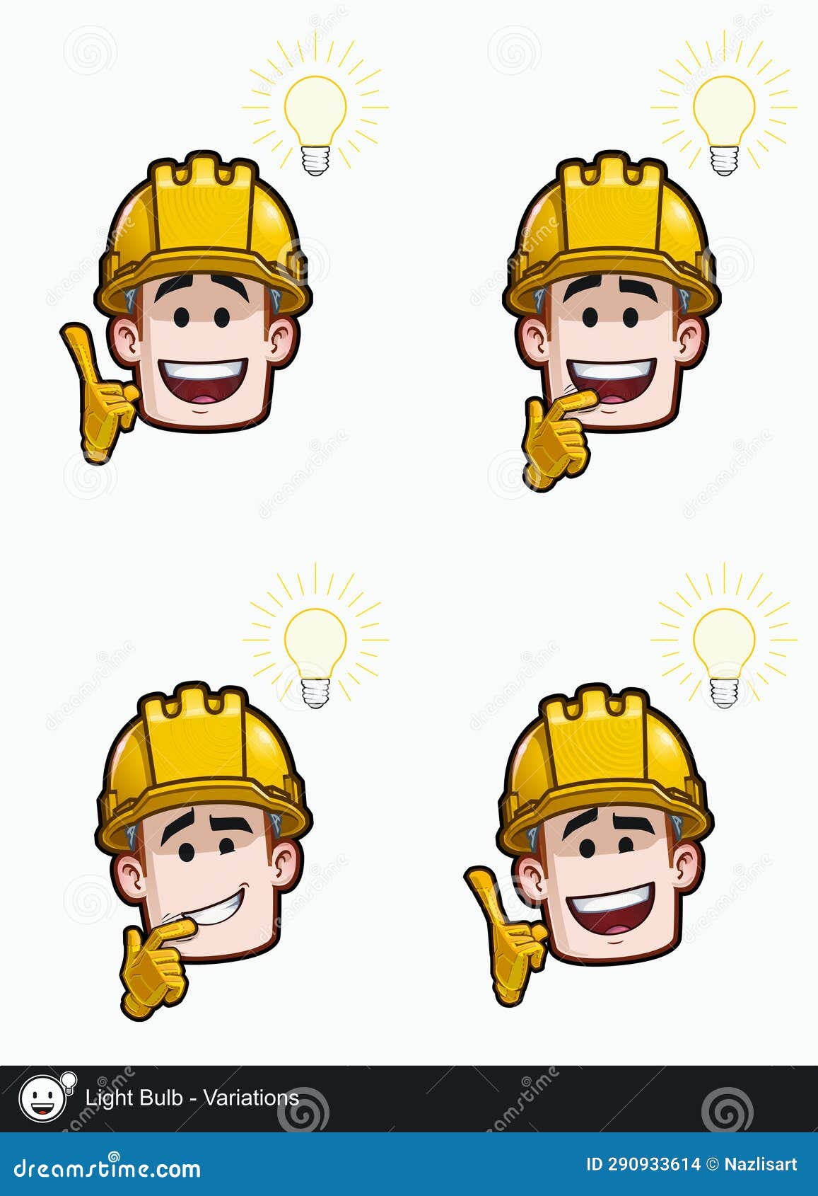 Construction Worker - Expressions - Light Bulb Idea - Variations Stock ...