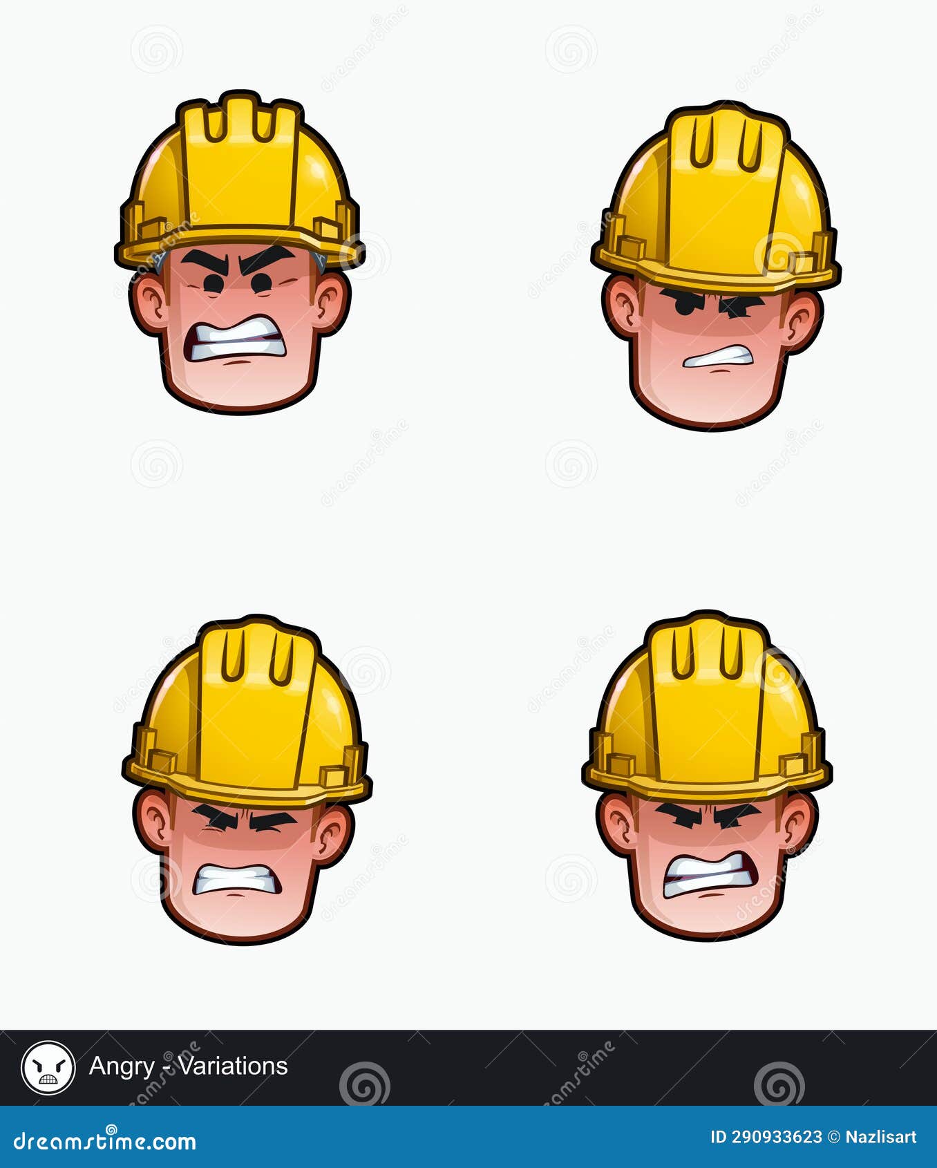 Construction Worker - Expressions - Negative - Angry - Variations Stock ...