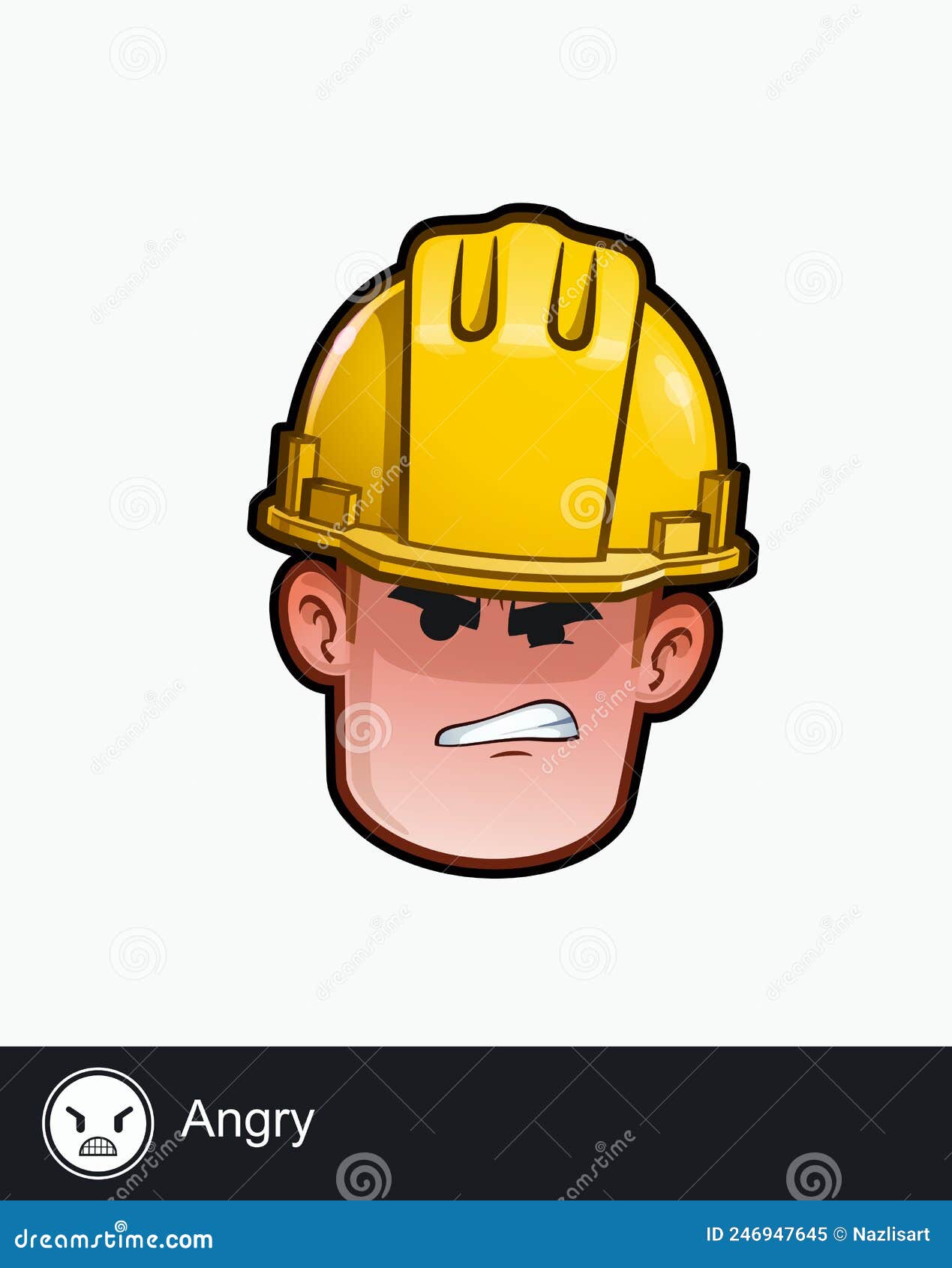 Construction Worker - Expressions - Negative - Angy Stock Vector ...